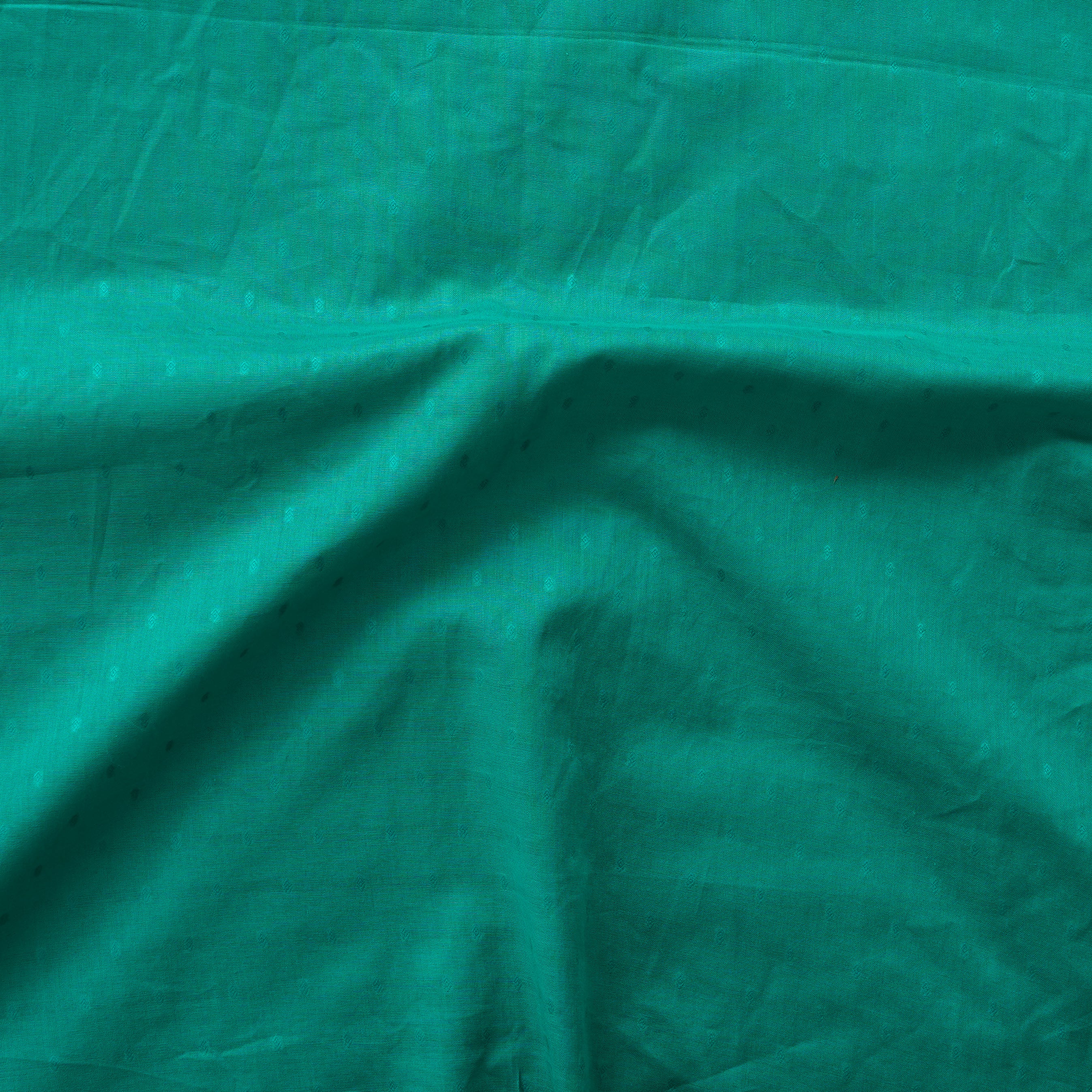 (PRE-CUT 2.40 METER) Pure Dobby Cotton Teal With Tiny Motif Hand Block ...