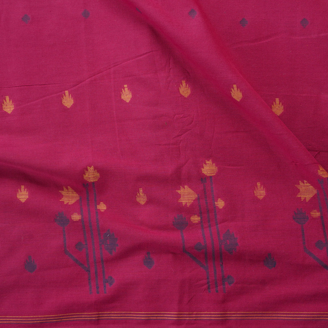 Pure Cotton Jamdani Pink with Butti And Border Design woven Fabric ...
