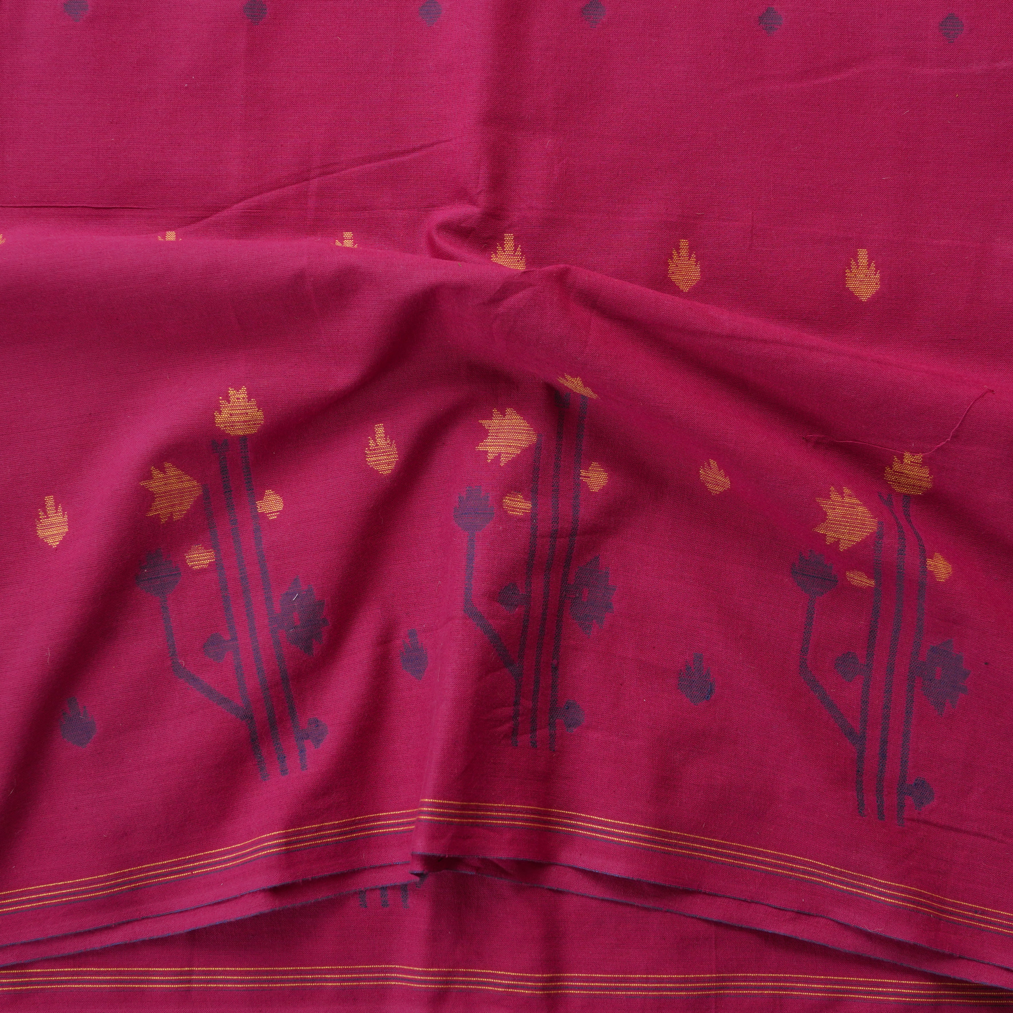 Pure Cotton Jamdani Pink with Butti And Border Design woven Fabric ...