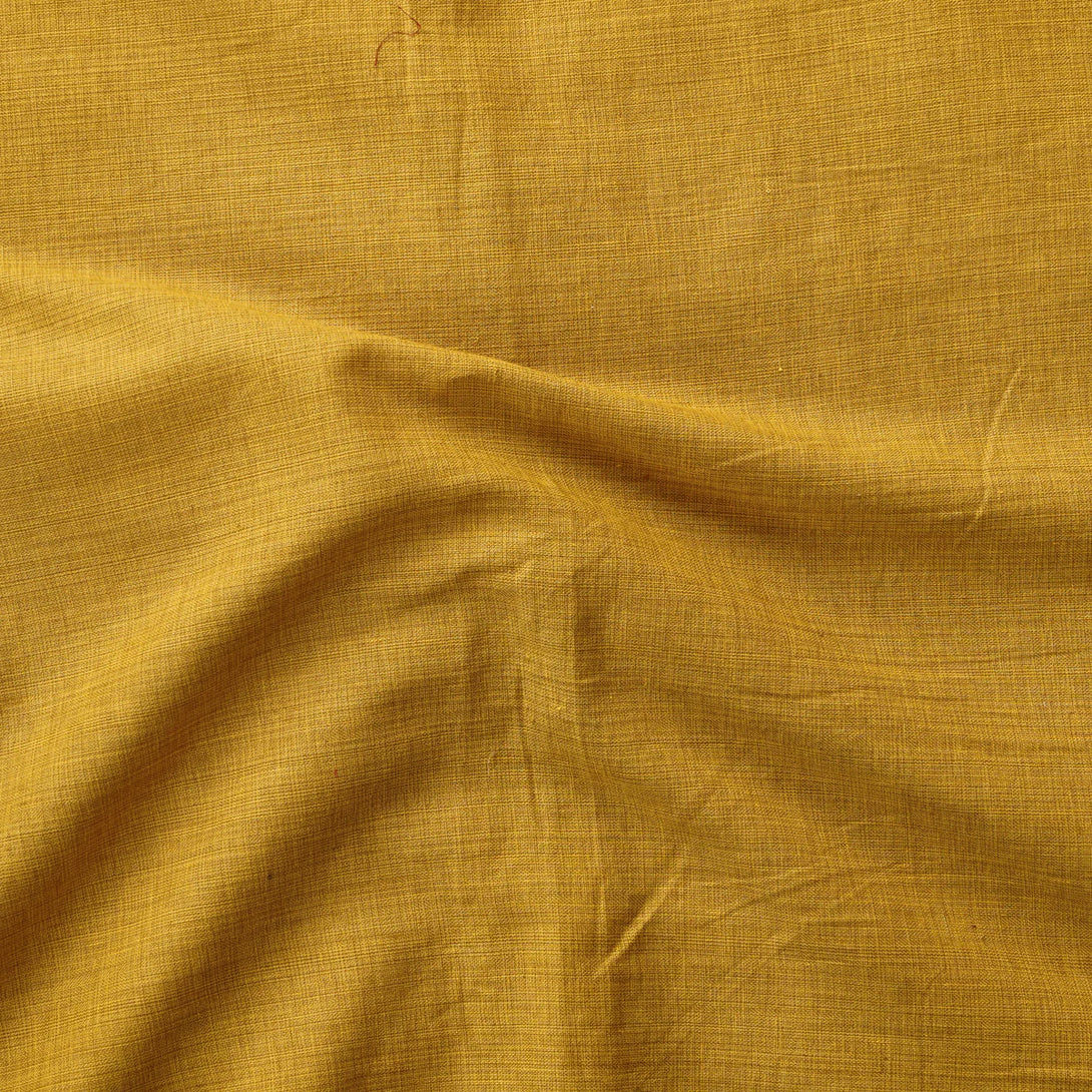 (Pre-Cut 0.85 Meter) Pure Handloom Cotton Textured Mustard Fabric ...