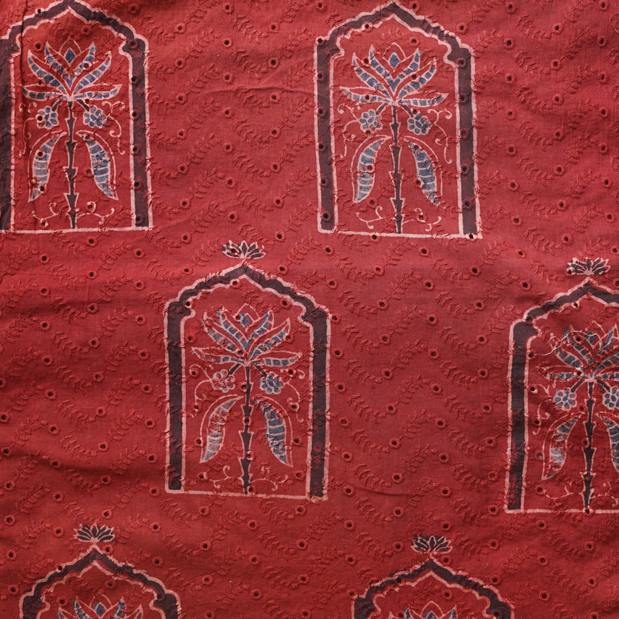Pure Cotton Hakoba Ajrak Rust Red With Window Motif Hand Block Print F ...