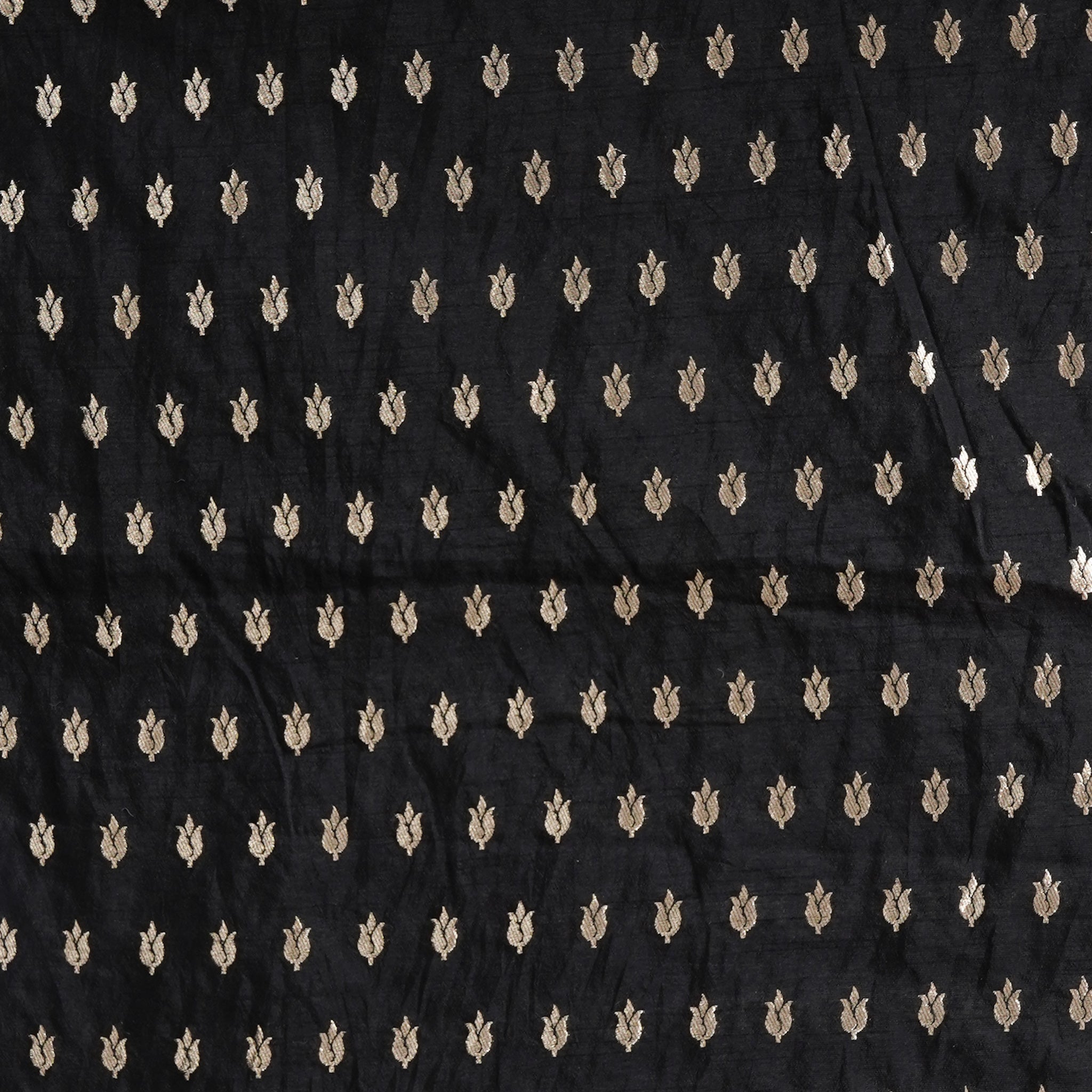 Brocade Black With Small Motif Fabric – Sanskruti