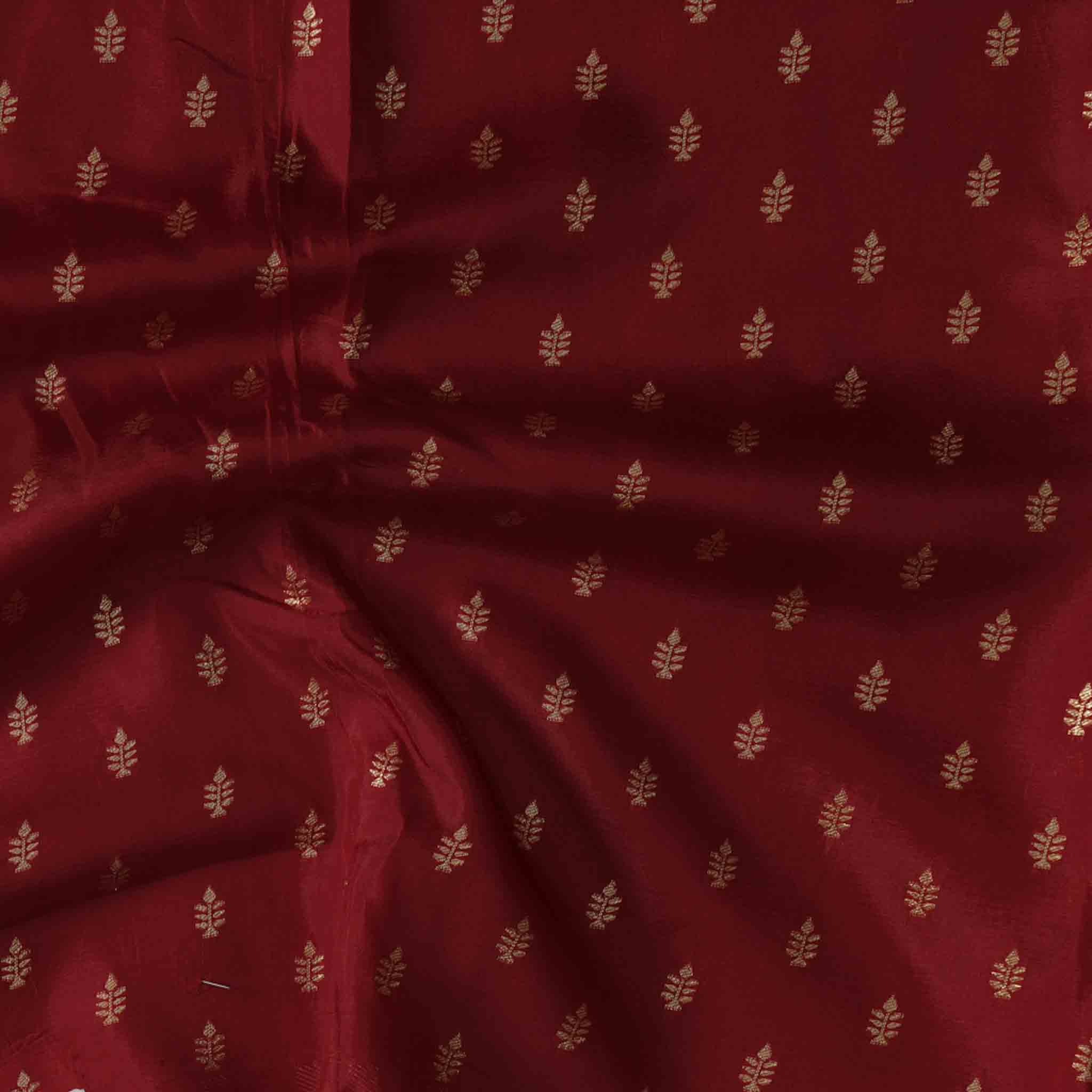 Dola Silk Maroon With Golden Zari Tiny Flower Motif Hand Woven Fabric ...