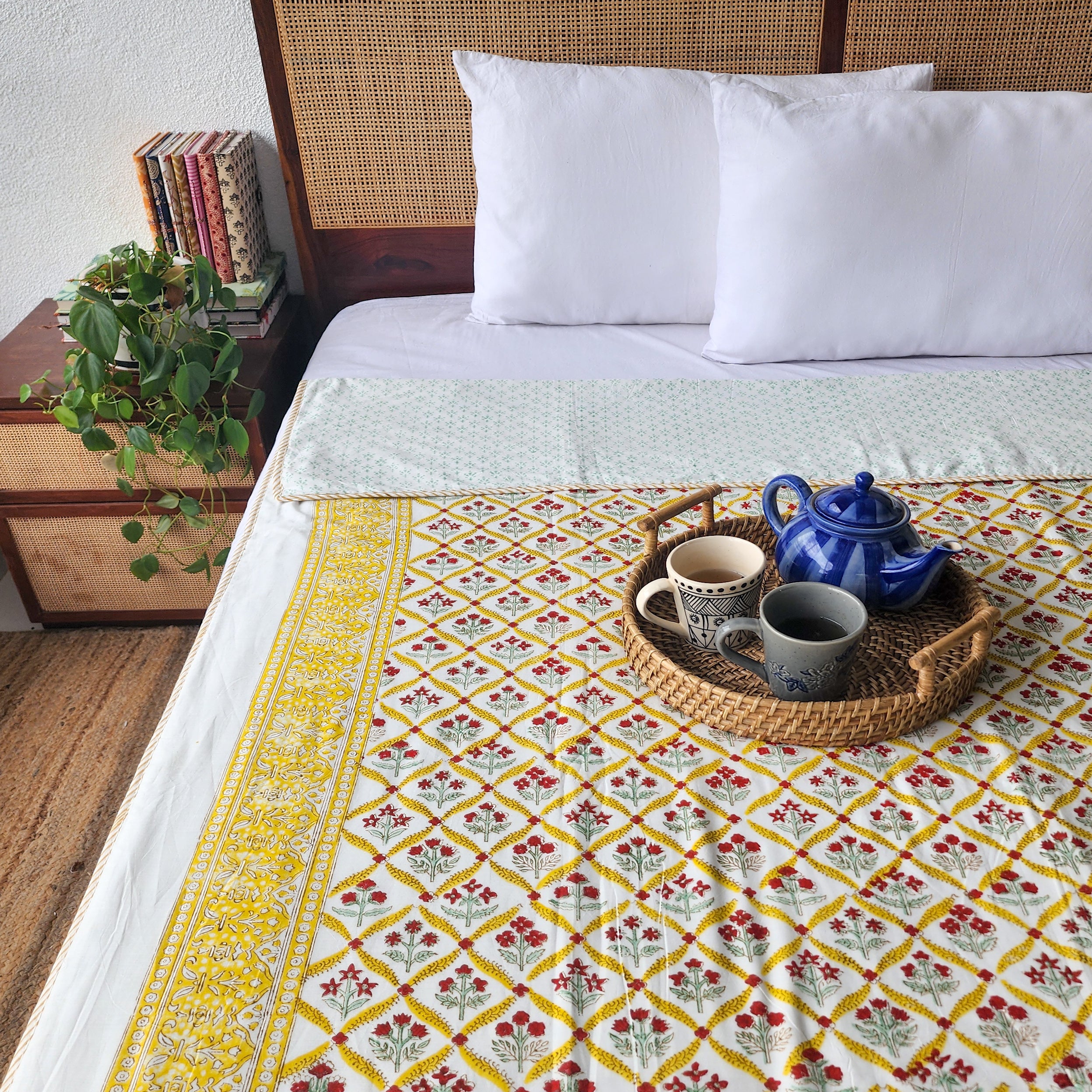 Ek Din - Pure Mul Cotton Hand Block Printed Reversible Dohar Blanket W ...