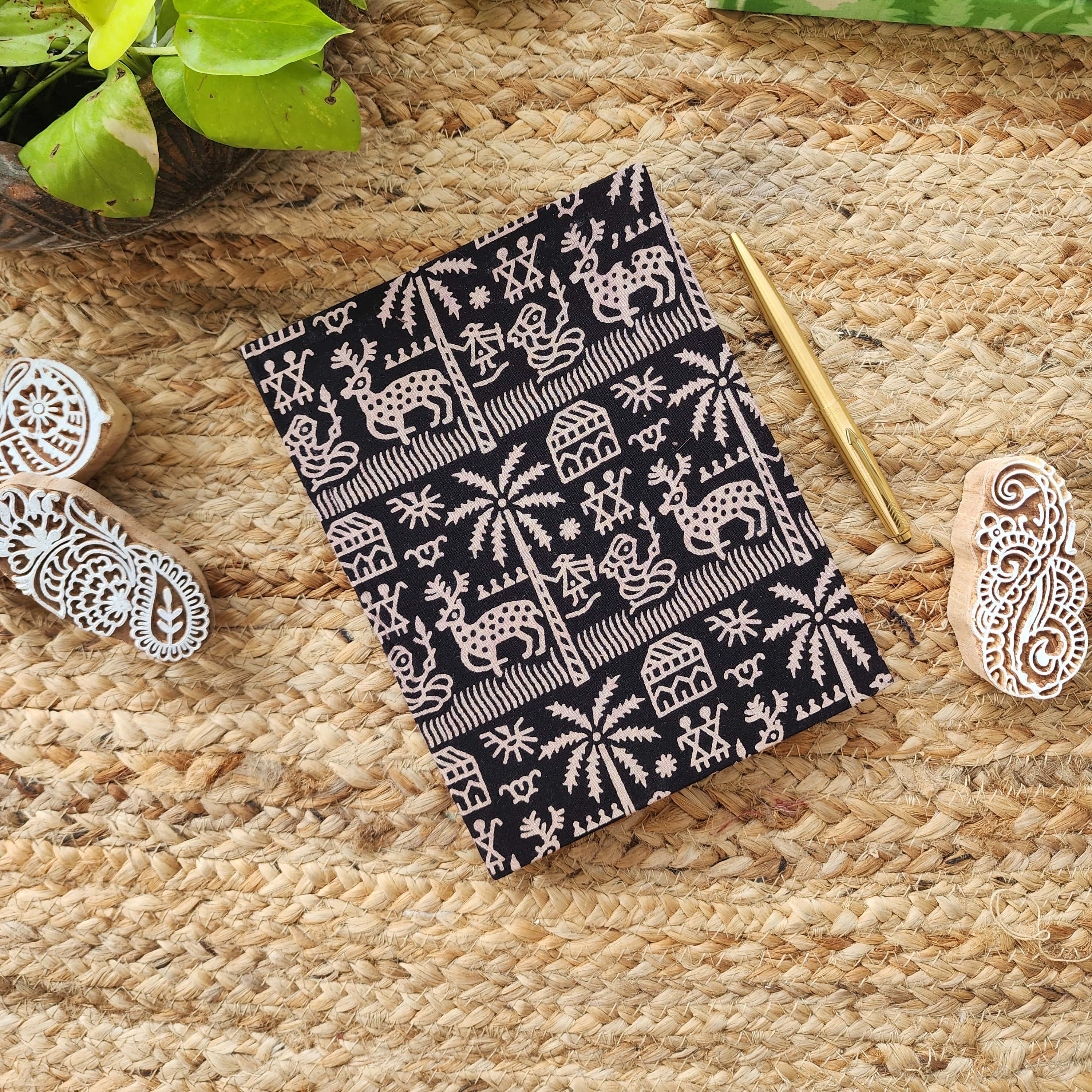 Handmade Upcycled Ajrak Village Dairy A5 – Sanskruti