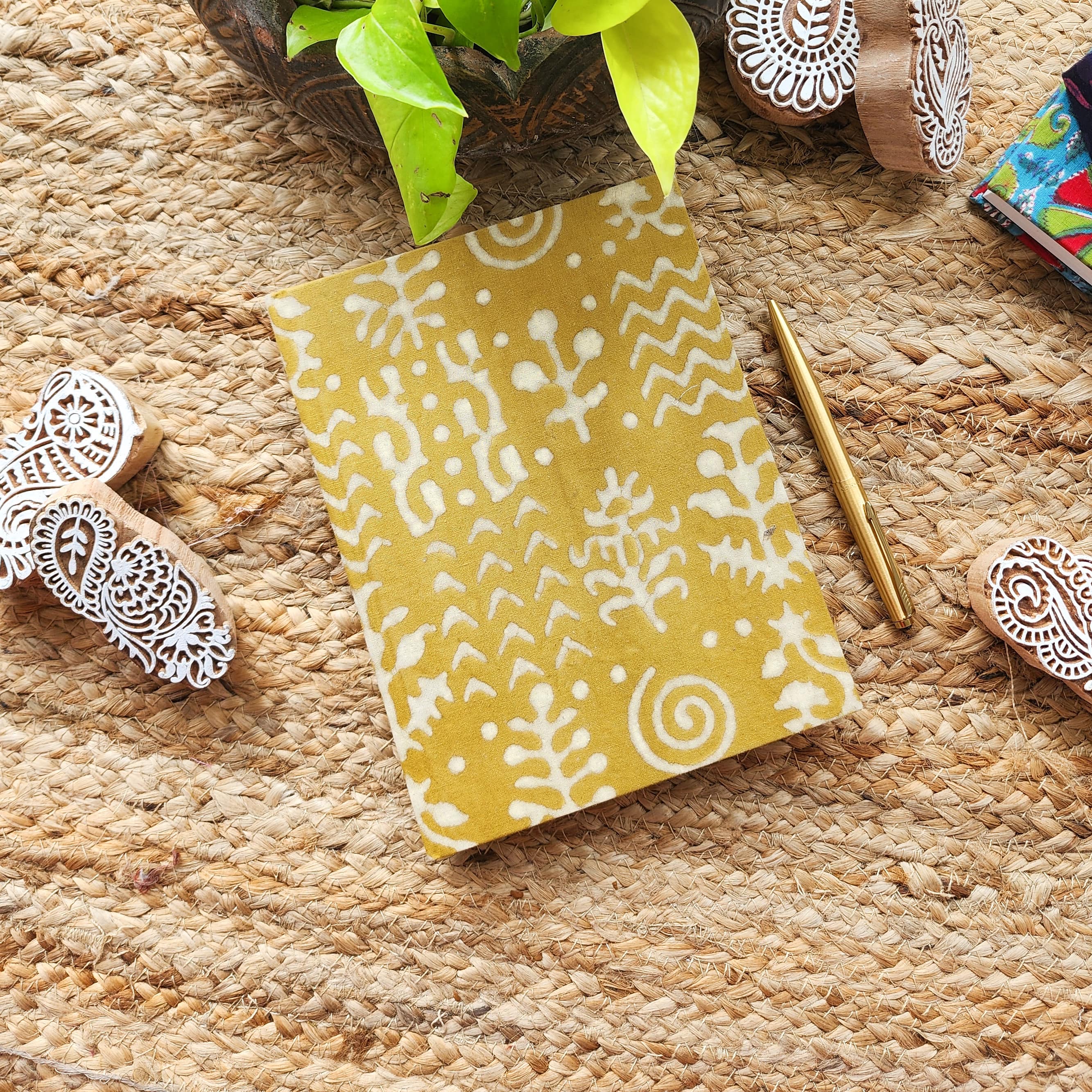 Handmade Upcycled Dabu Mustard Flower Dairy – Sanskruti