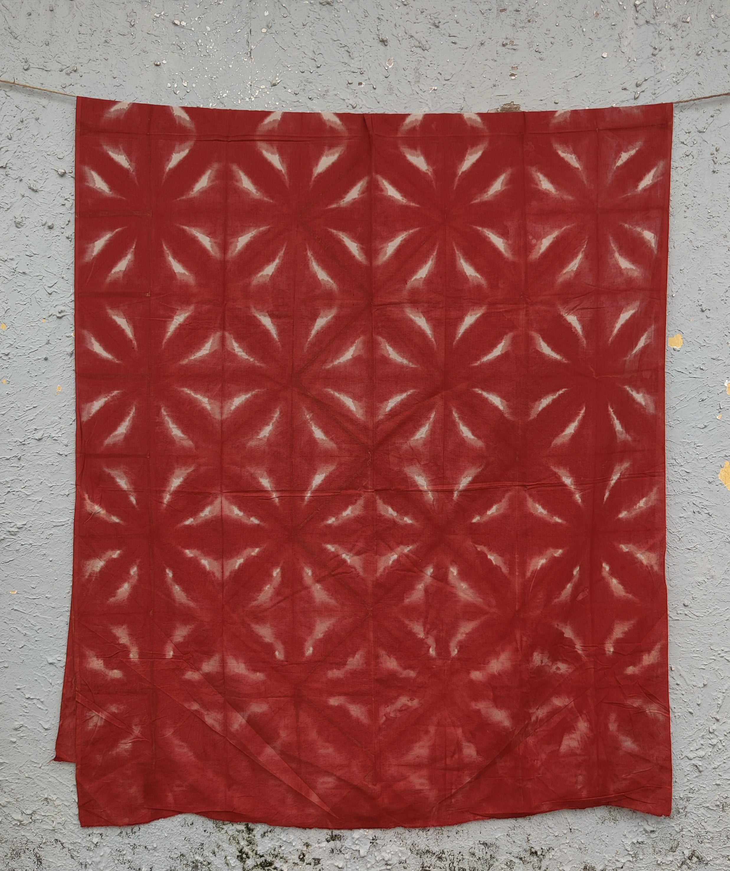 ( 2.5 Meter Fabric ) Pure Cotton Rust With Cream Hand Tie And Dyed Fab ...