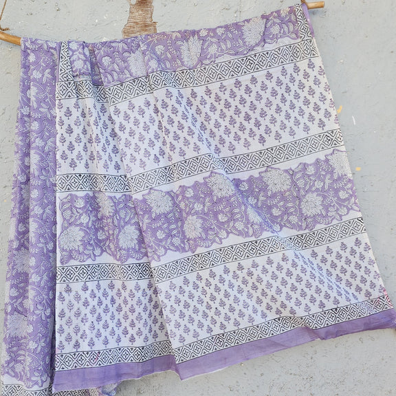 ISHA-Mul Cotton Purple With White Saree – Sanskruti