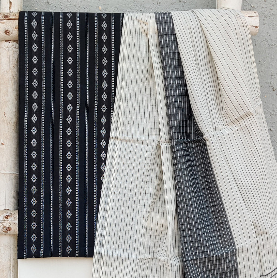 KAAMINI-Pure Cotton Handloom Black With White Intricate Design Top And ...