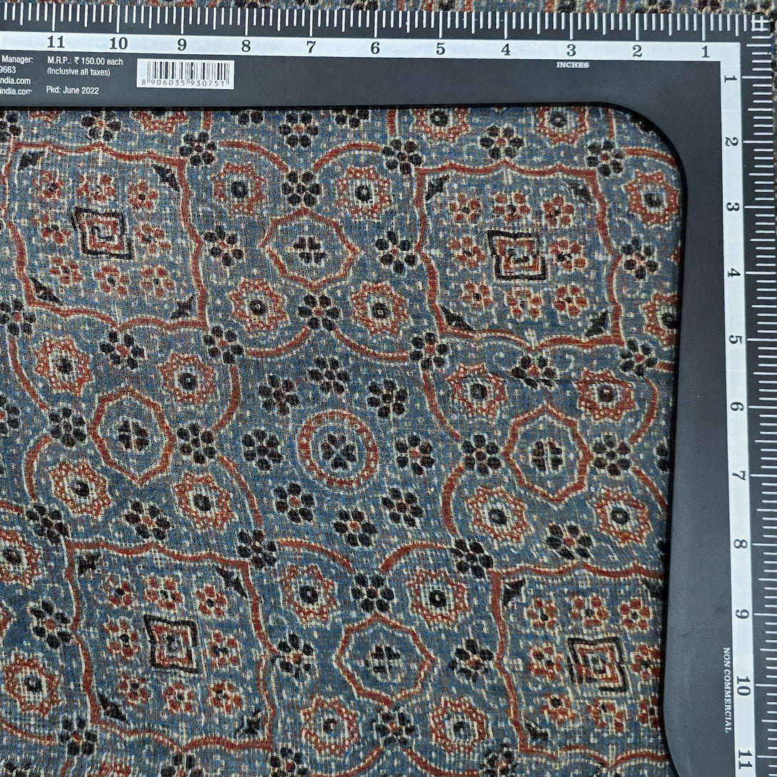 Kota Ajrak Cotton Rust Blue And Rust Red Intricate Design Hand Block P ...