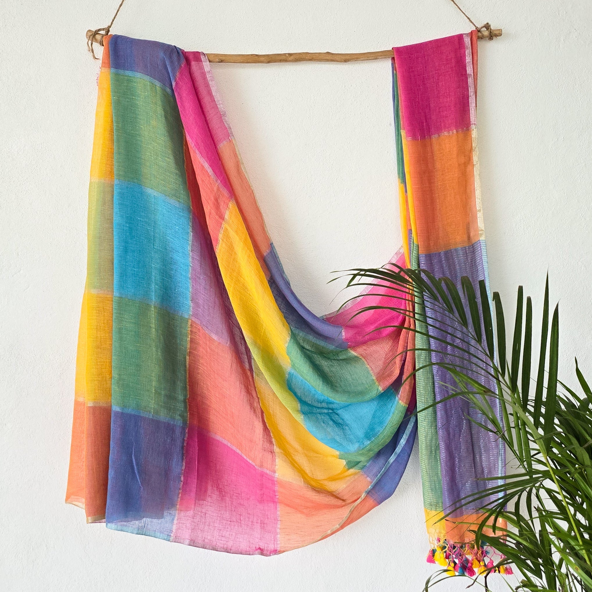 LINEN QUEEN-ColourFull Linen Saree – Sanskruti