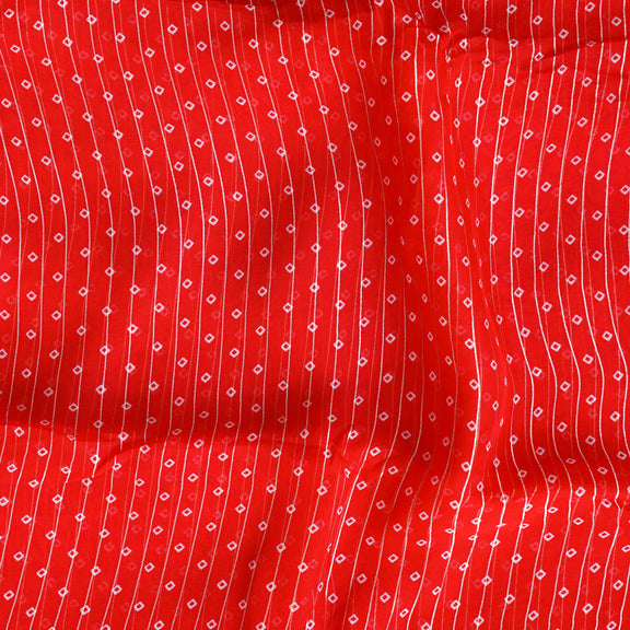 Lurex Bandani Printed Red With White Fabric – Sanskruti