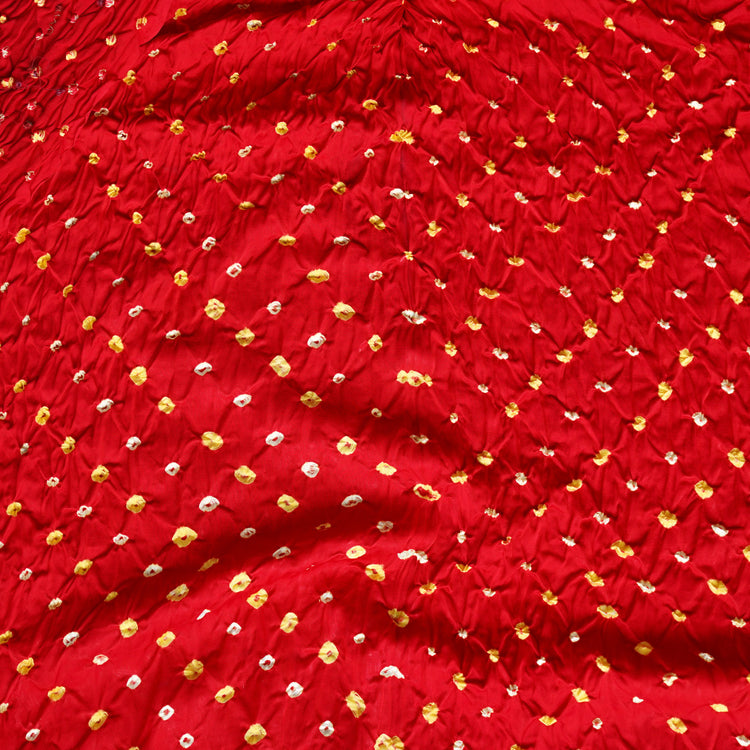 Modal Silk Red With Yellow Bandhani Fabric – Sanskruti