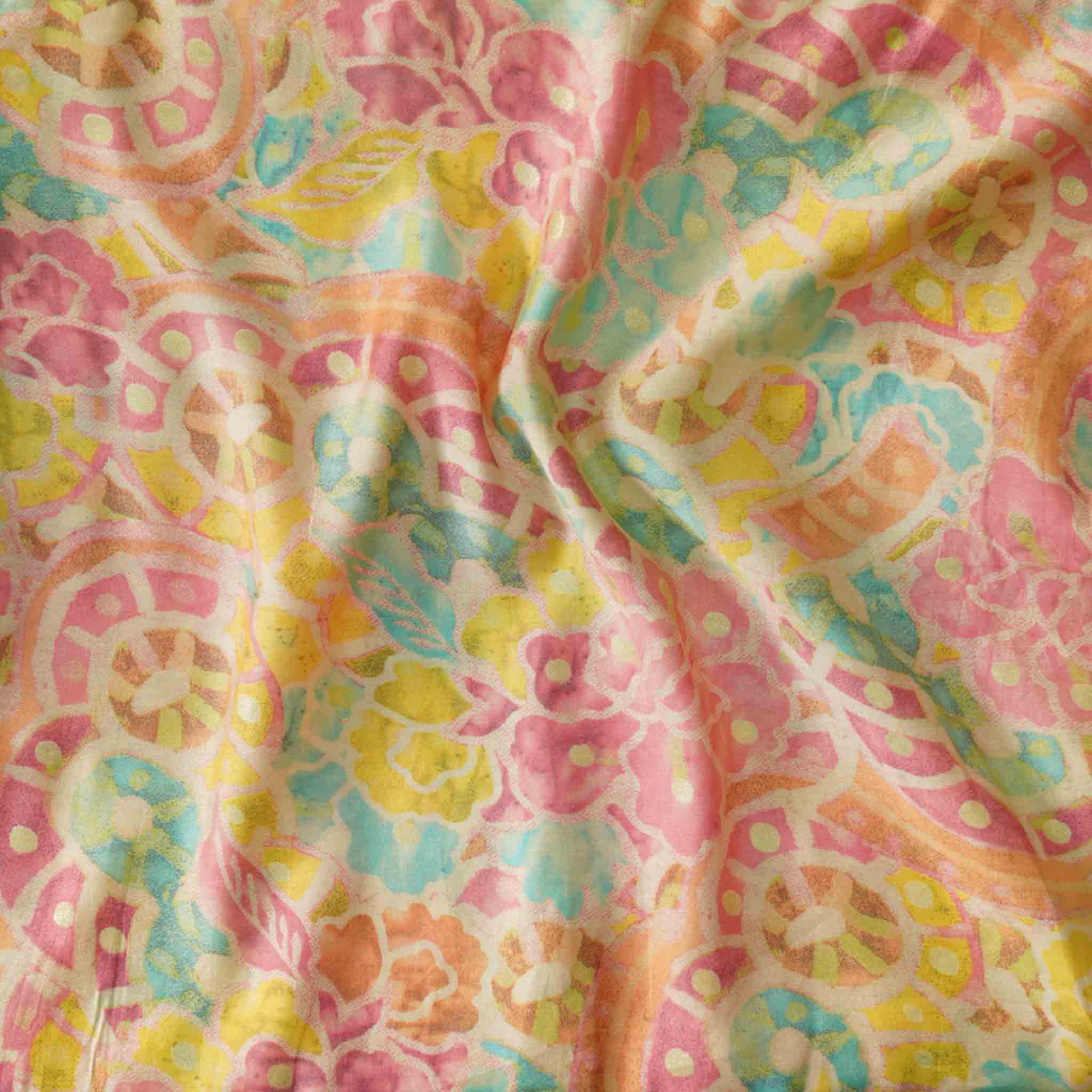 Muslin Floral Colours Intricate Design Fabric – Sanskruti