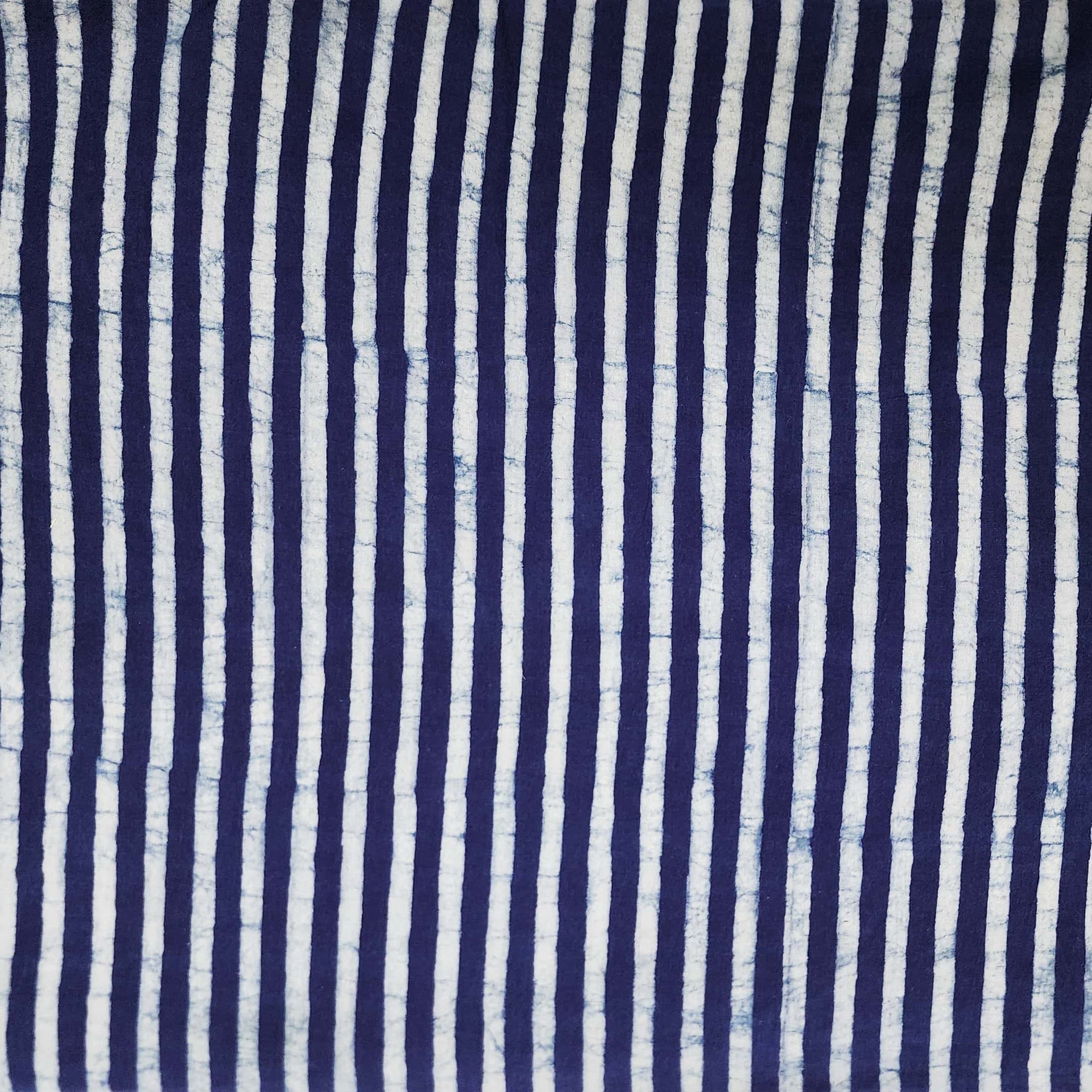 PRE-CUT 1.95 METER Pure Cotton Akola Indigo Fat Stripes Hand Block Pri ...