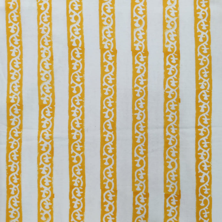 (PRE-CUT 2.25 METER) Pure Coton Jaipuri White With Yellow Border Hand ...