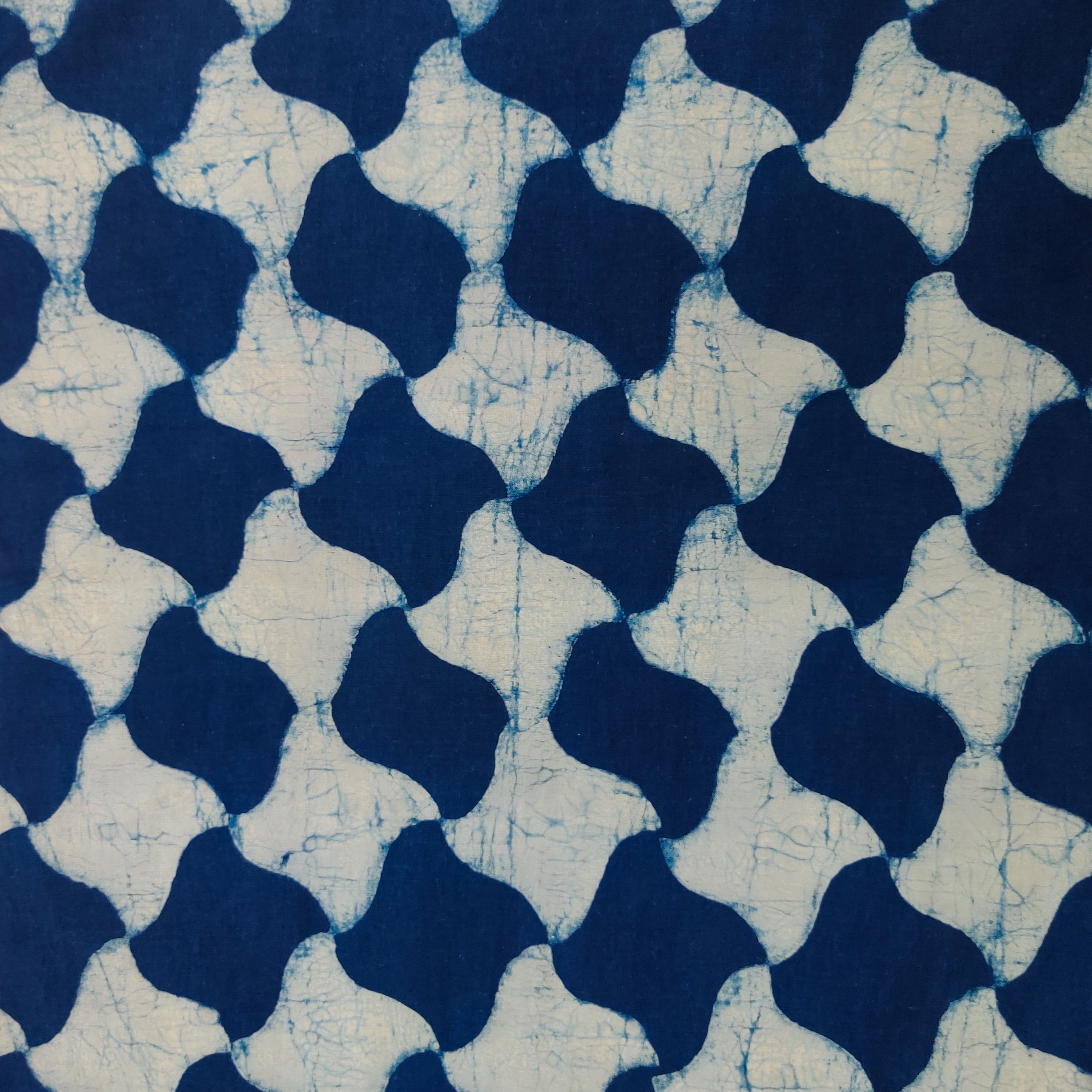 Pre-cut 1 meter Pure Coton Special Akola Indigo With Geometric Curvy D ...