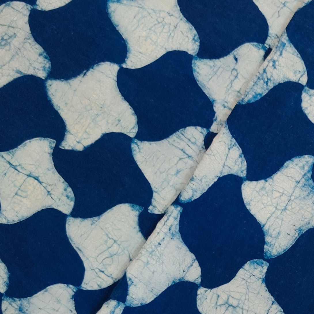 ( Pre-Cut 2 Meter ) Pure Coton Special Akola Indigo With Geometric Cur ...