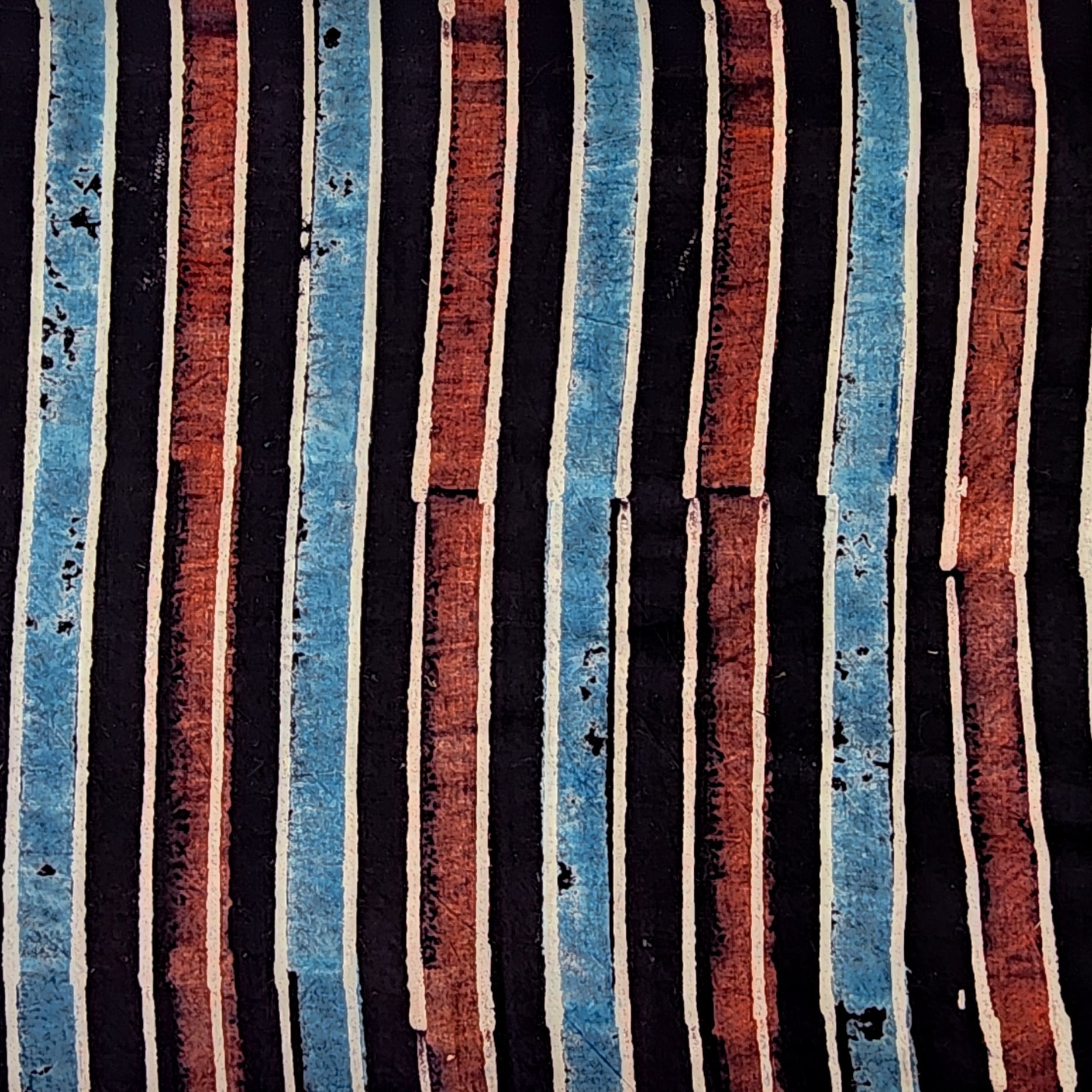 Pure Cotton Ajrak Black With Rust Maroon And Rust Blue Fat Stripes Han ...