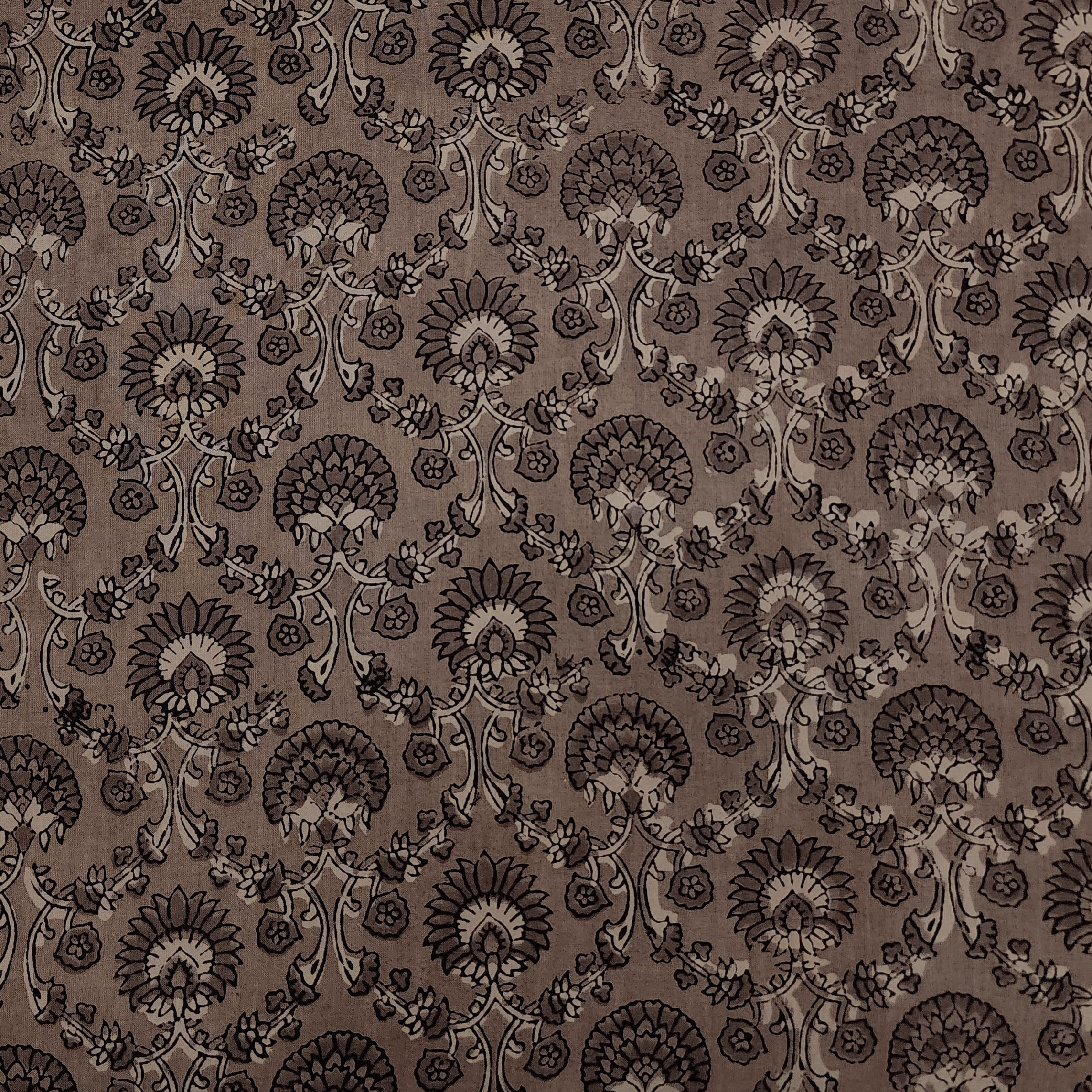 Pure Cotton Ajrak Chicku Brown Blue Flower Jaal Hand Block Print Fabri ...