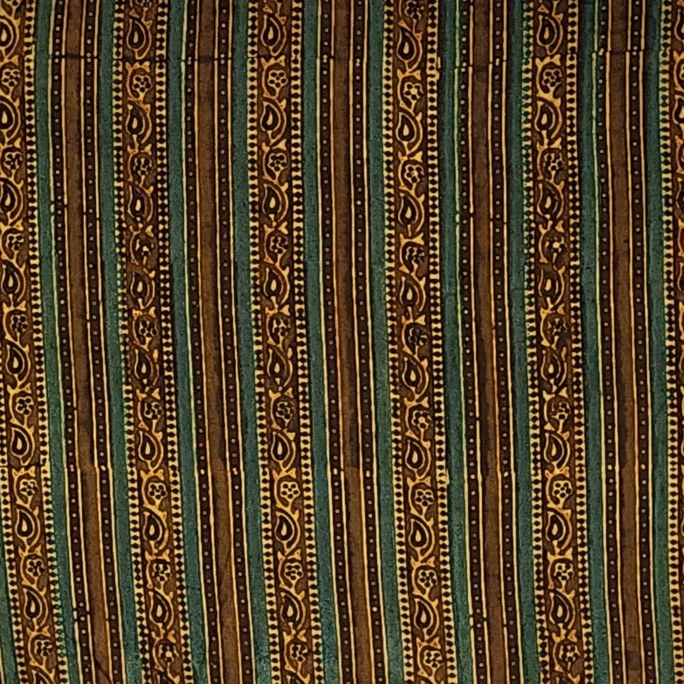 Pure Cotton Double Ajrak Dark Brown With Green Border Intricate Design ...