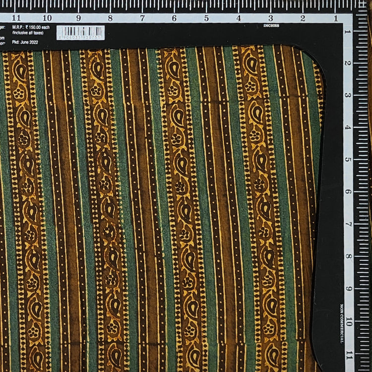 Pure Cotton Double Ajrak Dark Brown With Green Border Intricate Design ...