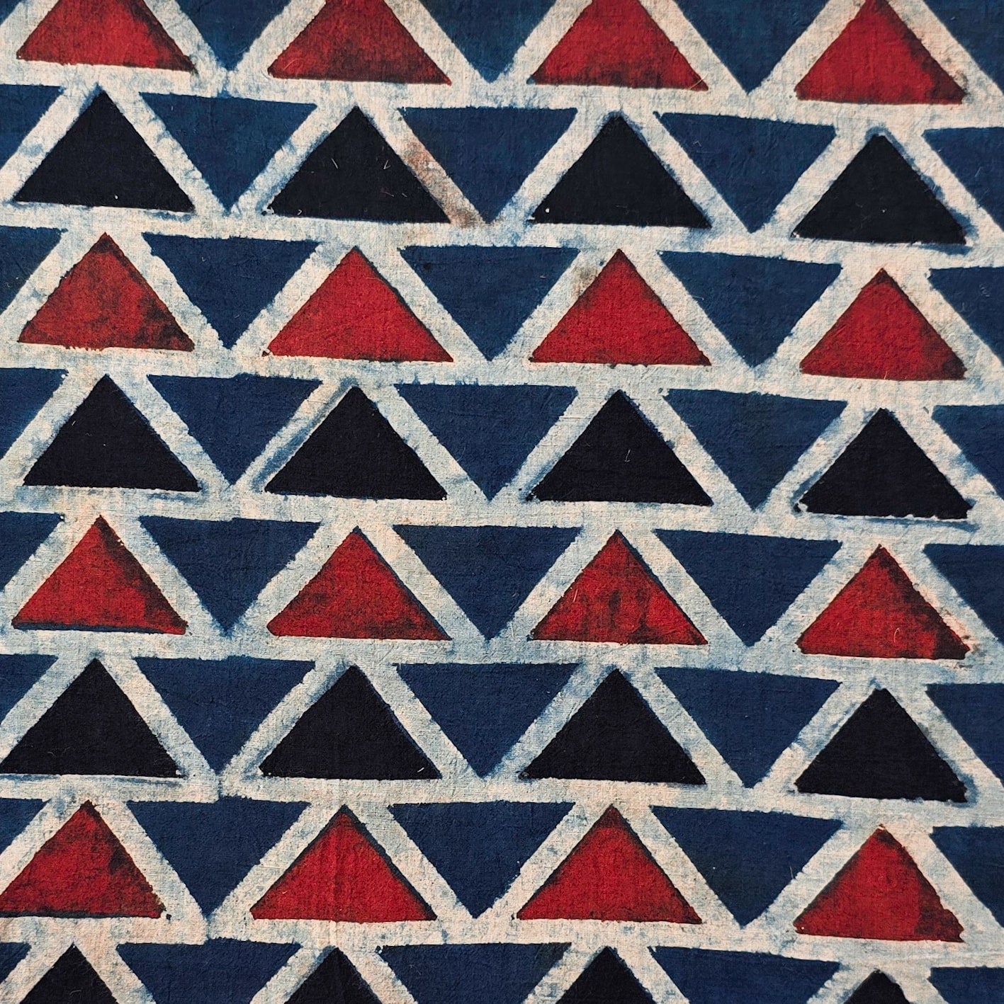 Pure Cotton Ajrak Geometrical Design Blue With Black And Red Triangle ...