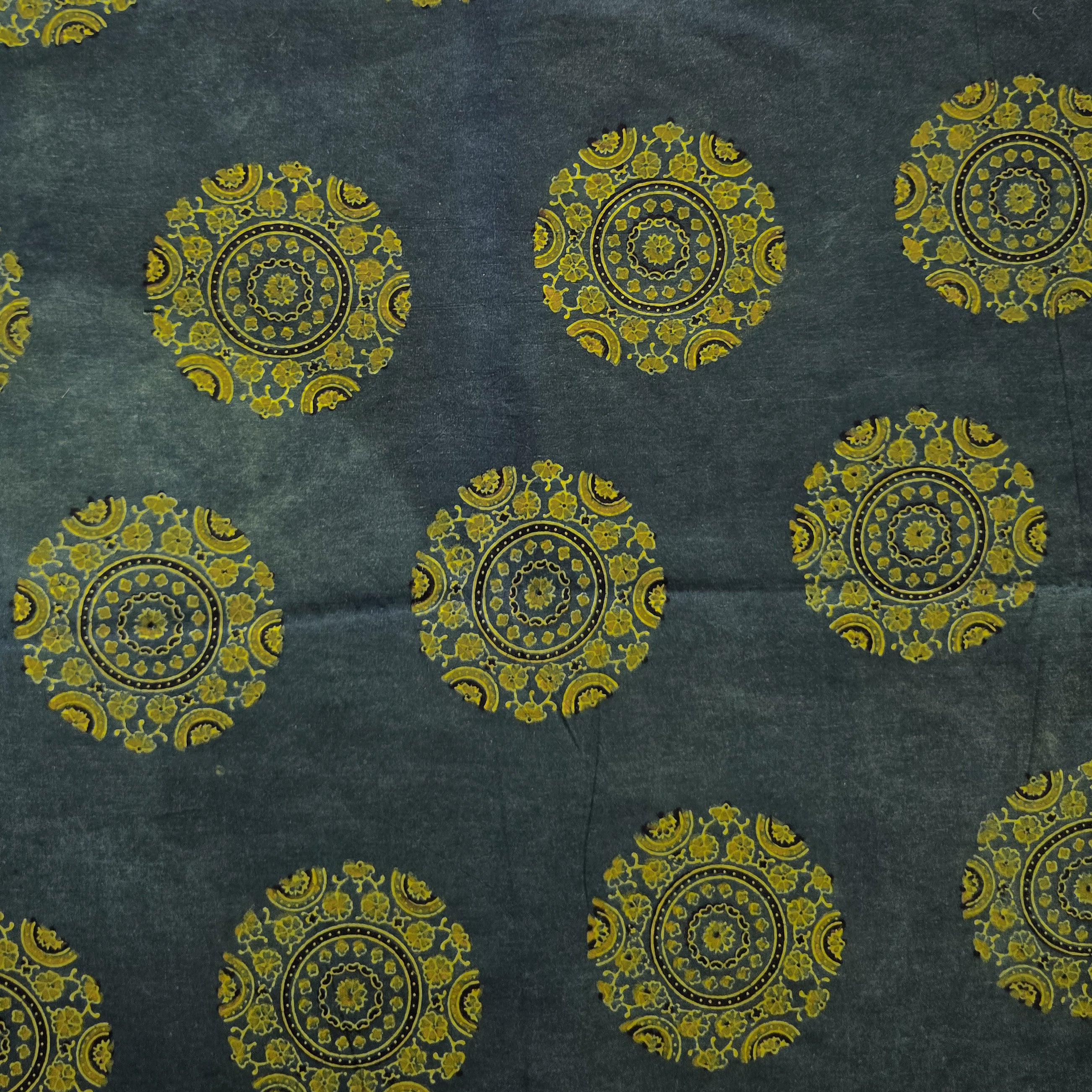 Pure Cotton Ajrak Green Big Circle Mehendi Design Hand Block Print Fab ...