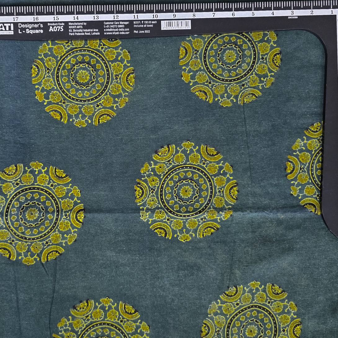 Pure Cotton Ajrak Green Big Circle Mehendi Design Hand Block Print Fab ...
