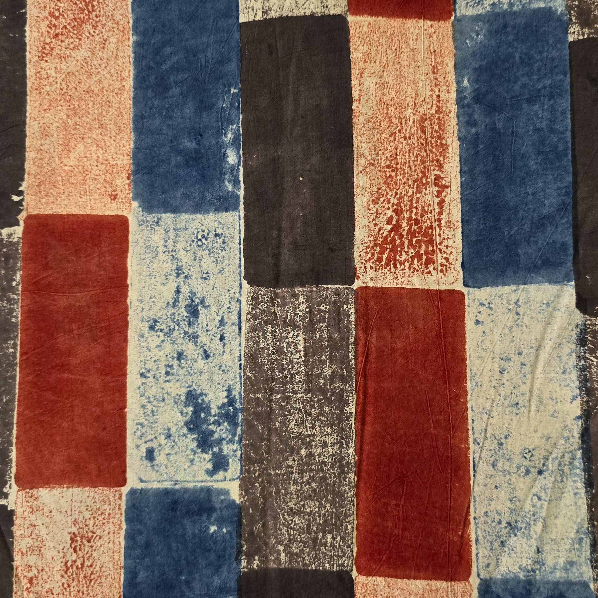 Pure Cotton Ajrak Rust Blue Different Colour Joint Bricks Hand Block P ...