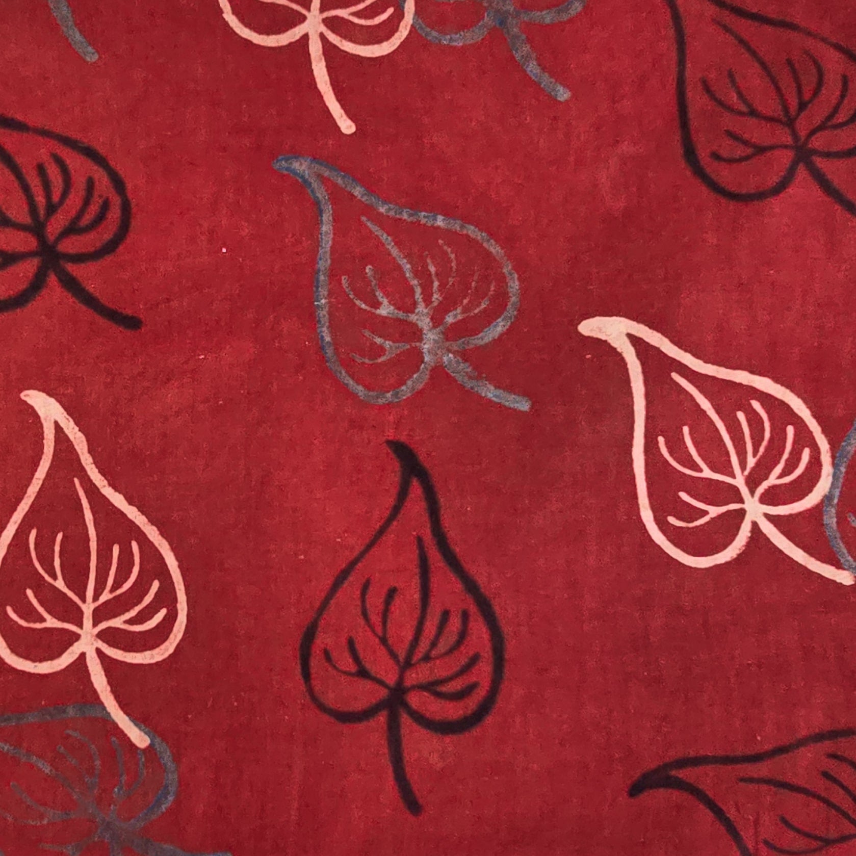 (PRE-CUT 1.35 METER) Pure Cotton Ajrak Rust Red With Blue And Black Wi – Sanskruti