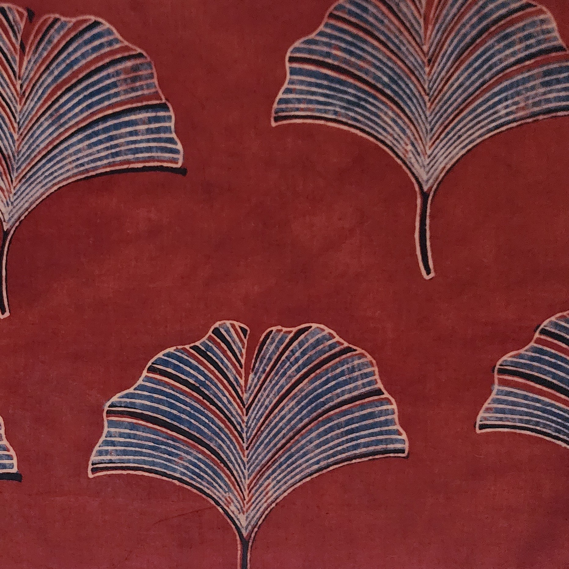 Pure Cotton Ajrak Rust With Big Shell Motif Hand Block Print Fabric ...