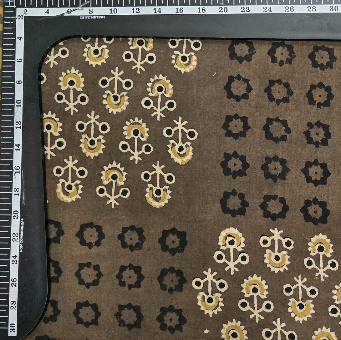 Pure Cotton Ajrak Sandy Brown With Black With Mustard And Cream Differ ...
