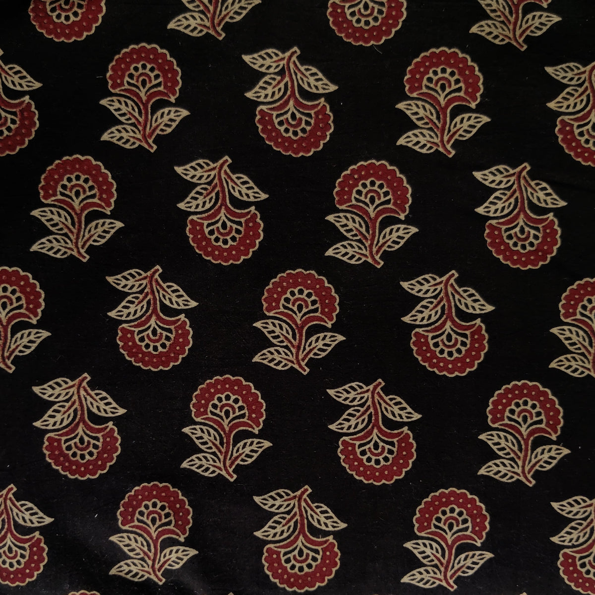 Pre-cut 1 meter Pure Cotton Ajrak Veetable Dyed With Red And Cream Flo ...