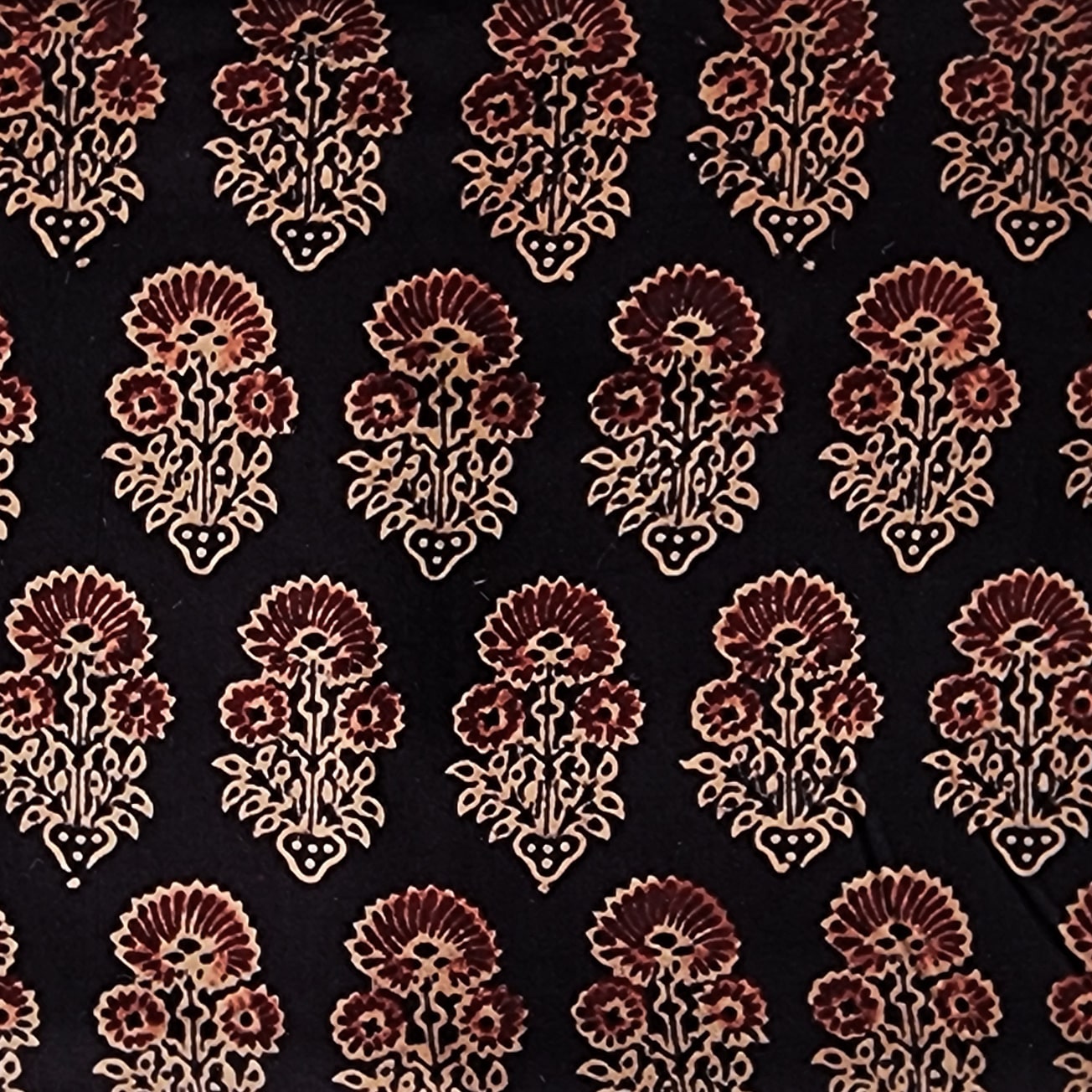Pure Cotton Ajrak Vegetable Dyed Black With Maroon Big Flower Motif Ha ...