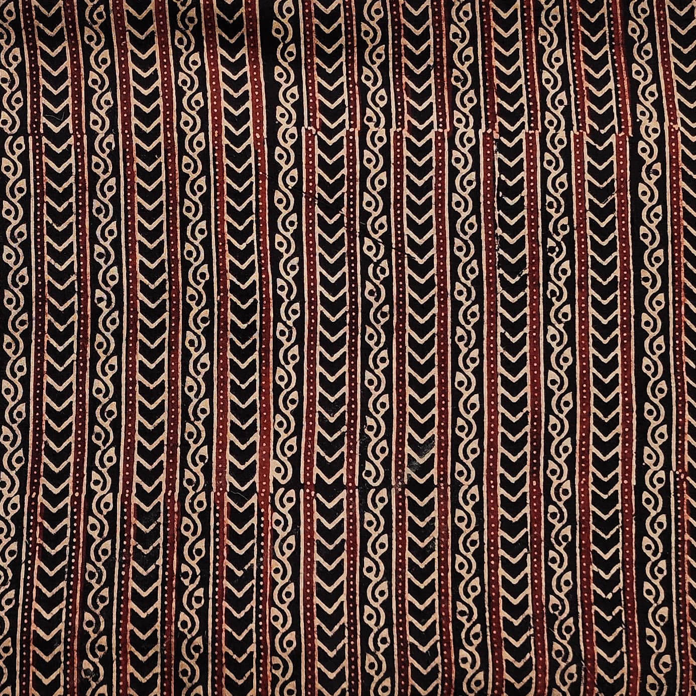 Pure Cotton Ajrak Vegetable Dyed Intricate Border Design Hand Block Pr ...