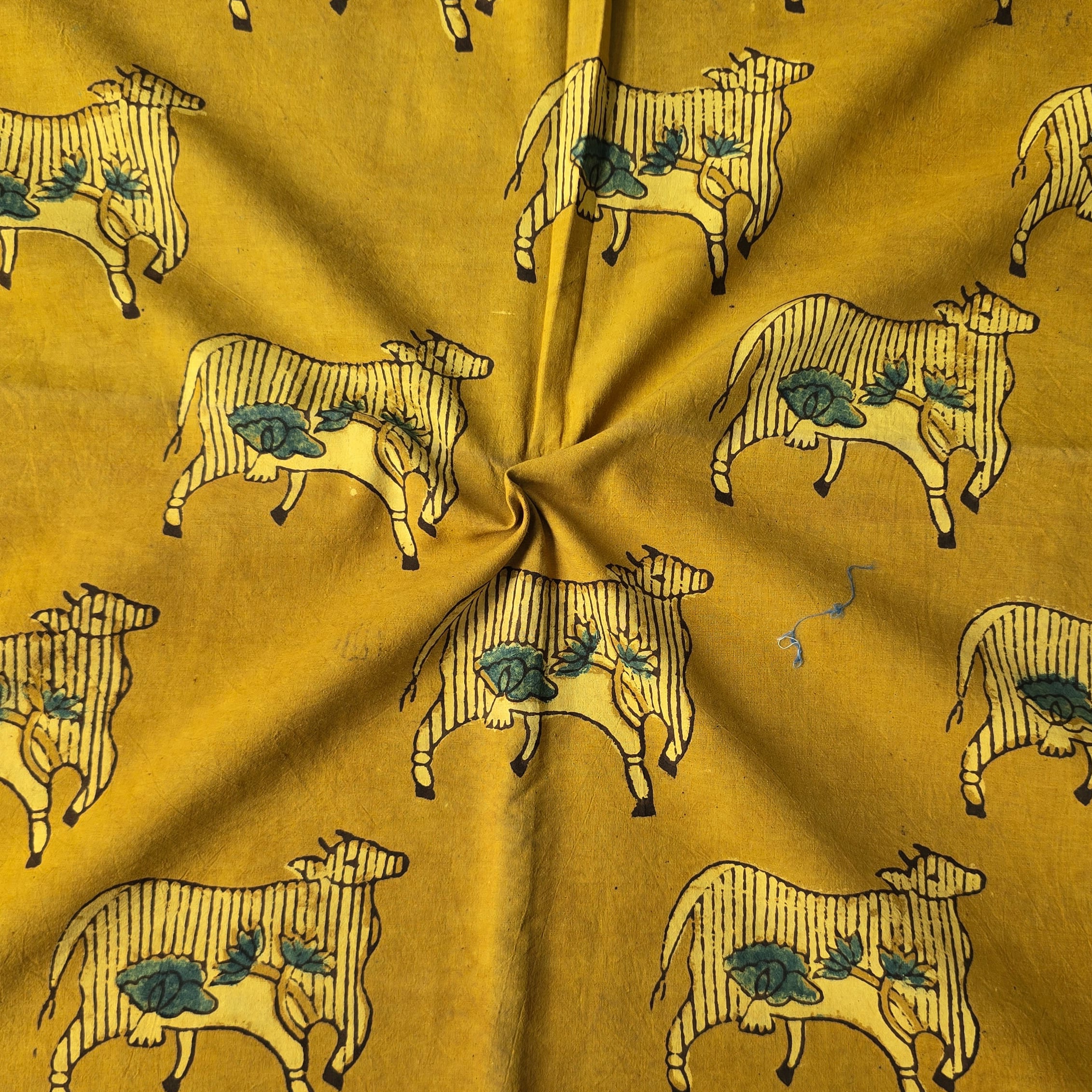 (PRE-CUT 2.40 METER) Pure Cotton Ajrak Yellow Red Moo Hand Block Print ...