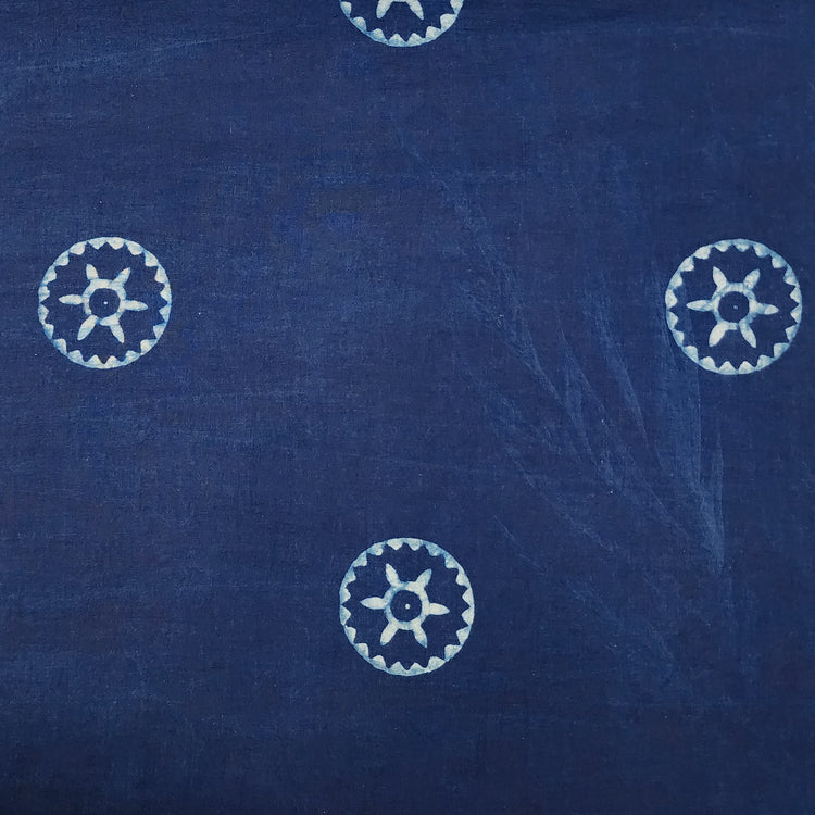 Pure Cotton Akola Indigo Chakar With Star Hand Block Print Fabric ...