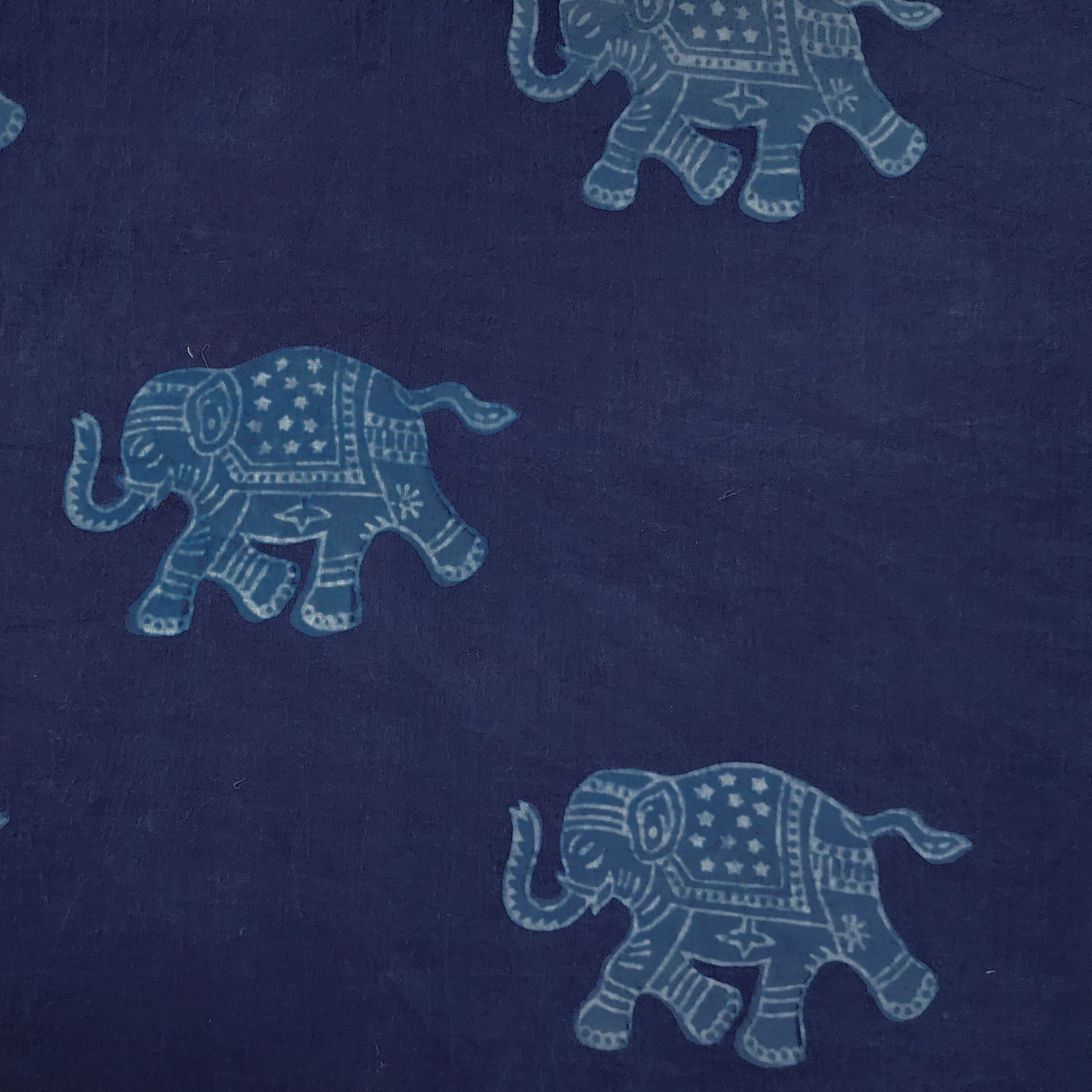 Pure Cotton Akola Indigo Elephant Motif Hand Block Print Fabric – Sanskruti