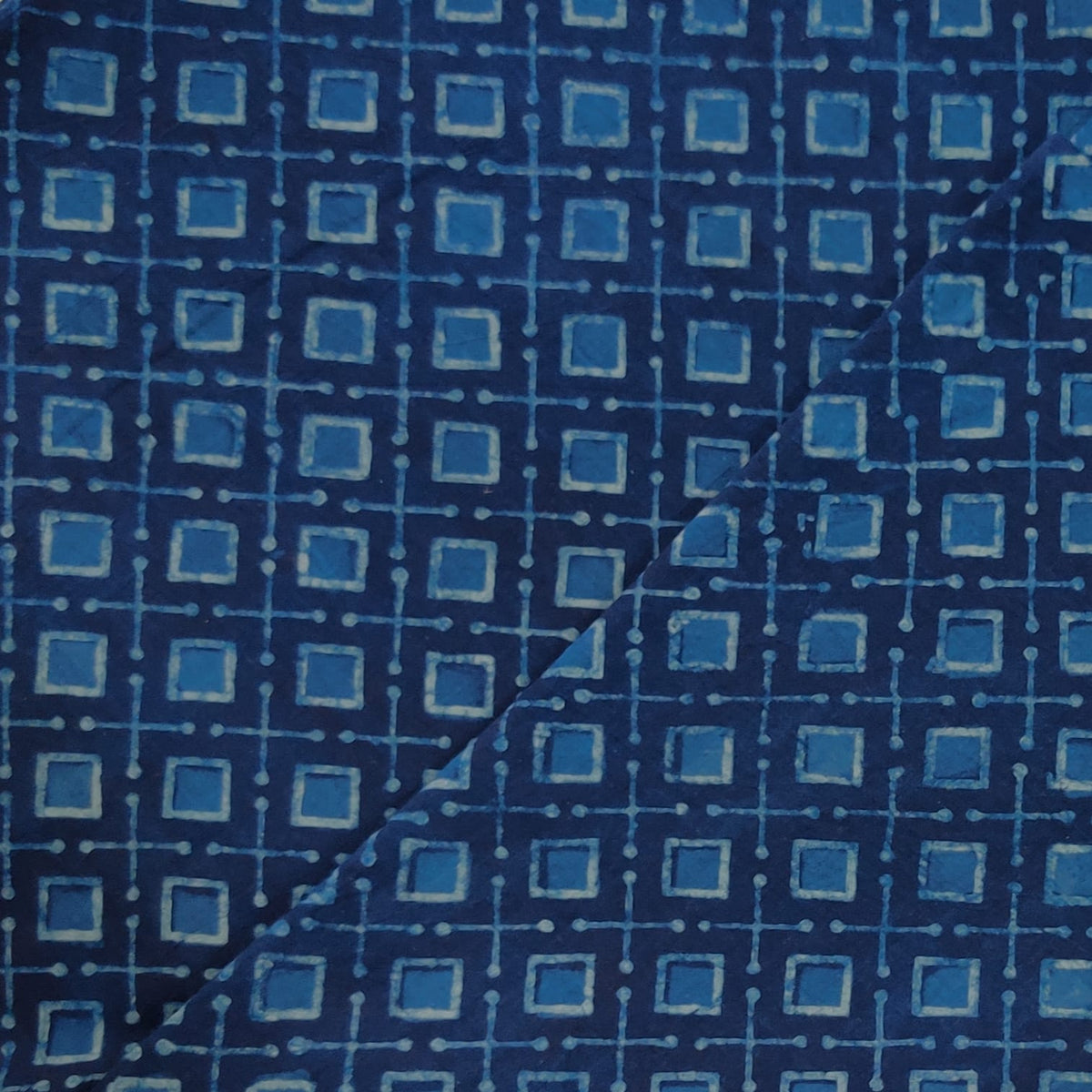 Pre-cut 1 meterPure Cotton Akola Indigo Geometric All Over Pattern Mot ...