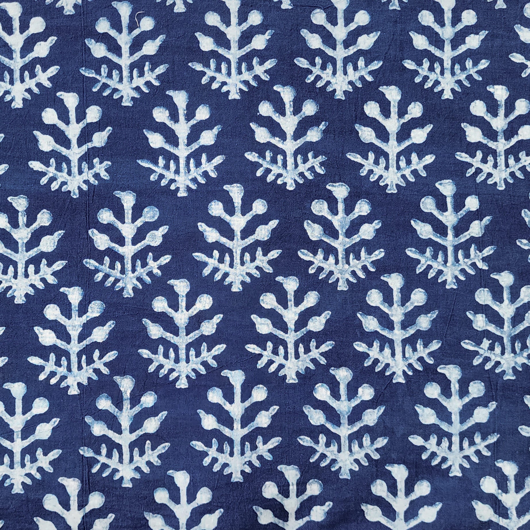 Pure Cotton Akola Indigo Jungle Plant Motif Hand Block Print Fabric ...
