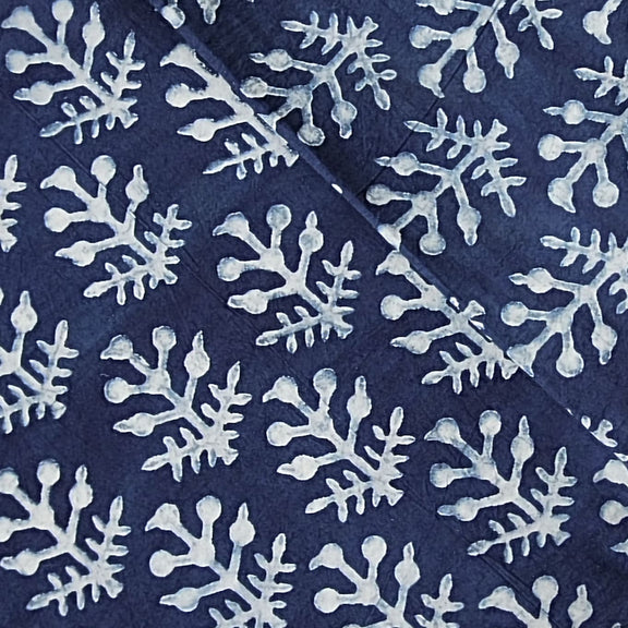 Pure Cotton Akola Indigo Jungle Plant Motif Hand Block Print Fabric ...