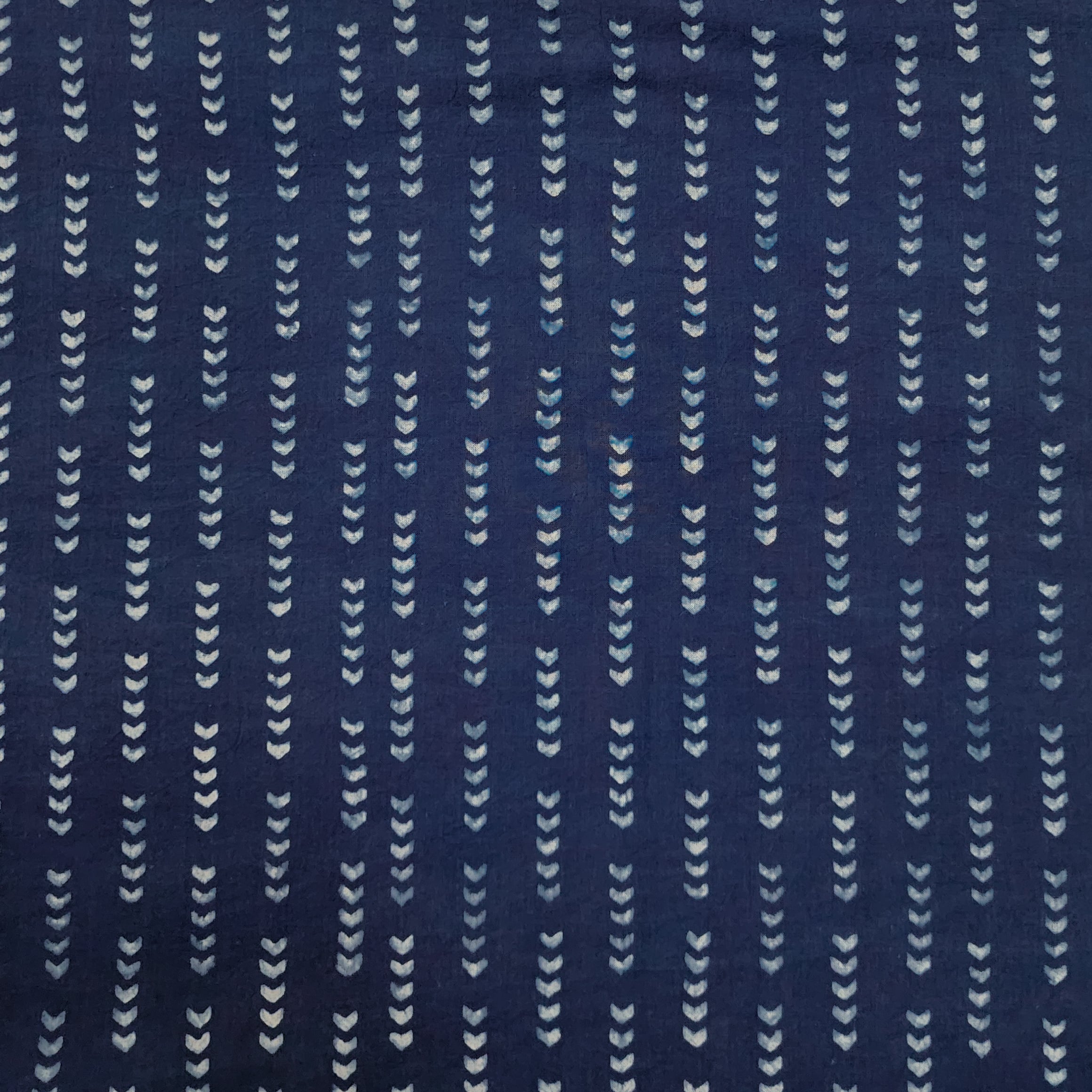 ( Pre-Cut 2 Meter ) Pure Cotton Akola Indigo Smal Arrow Hand Block Pri ...