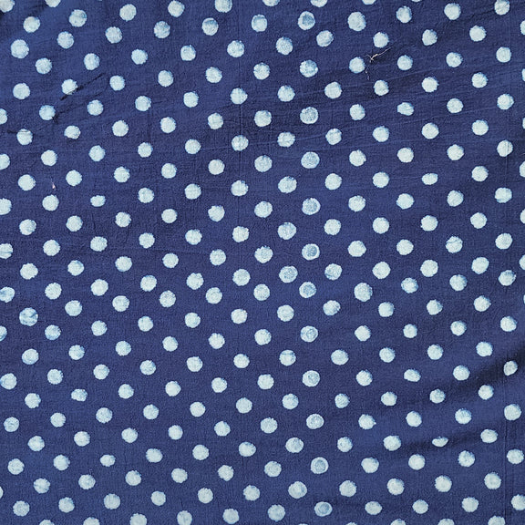 Pure Cotton Akola Indigo Small Polka Dots Hand Block Print Fabric ...