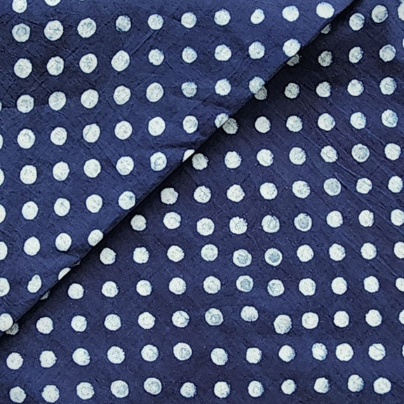 Pure Cotton Akola Indigo Small Polka Dots Hand Block Print Fabric ...