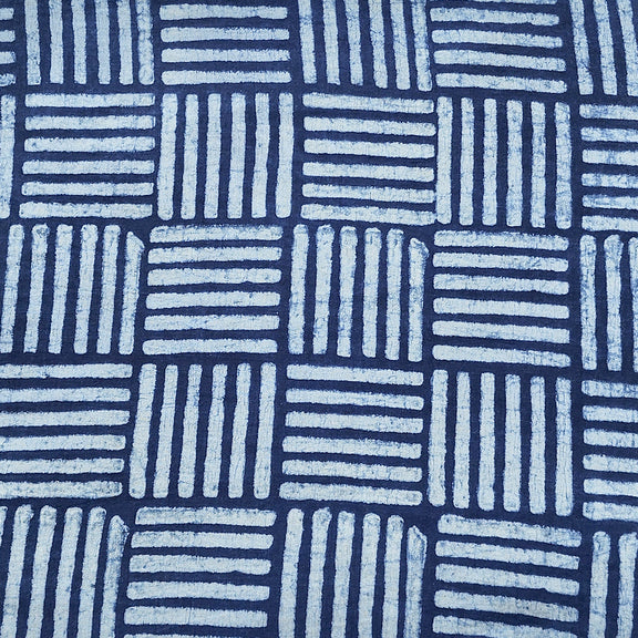 Pure Cotton Akola Indigo With Horizontal And Vertical Square Lines Han ...