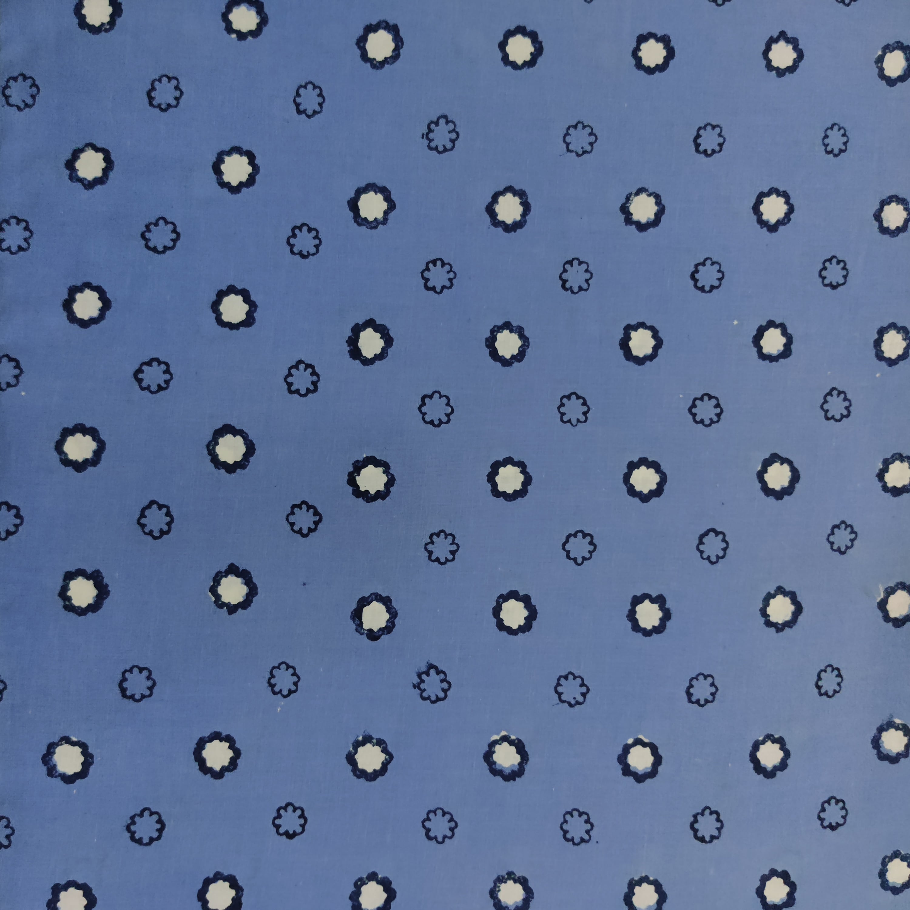 ( Pre-Cut 1.70 Meter ) Pure Cotton Azure Blue With Tiny White Clouds H ...