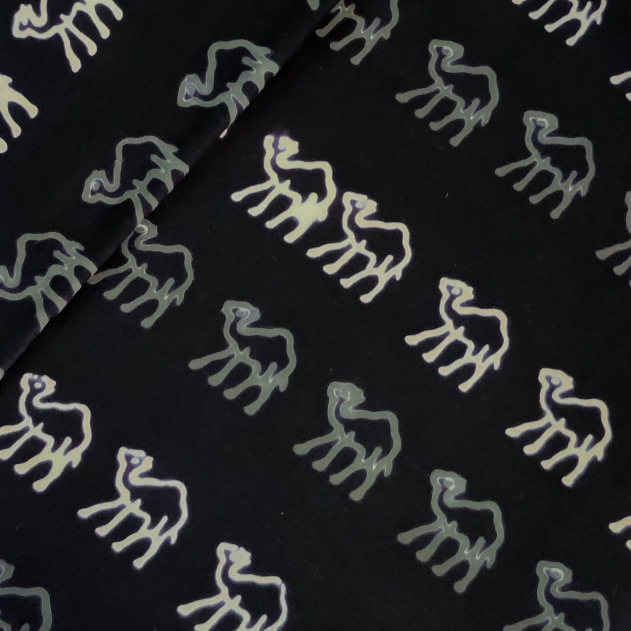 PRE-CUT 2.40 METER Pure Cotton Back Wih White Grey Camel Hand Block Pr ...