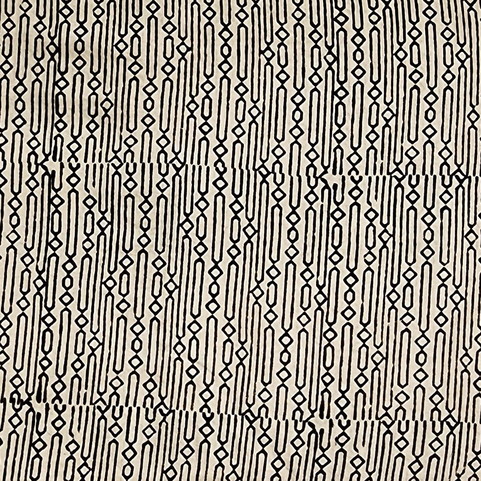 Pure Cotton Bagru Black With Cream Geometric Design Hand Block Print F ...