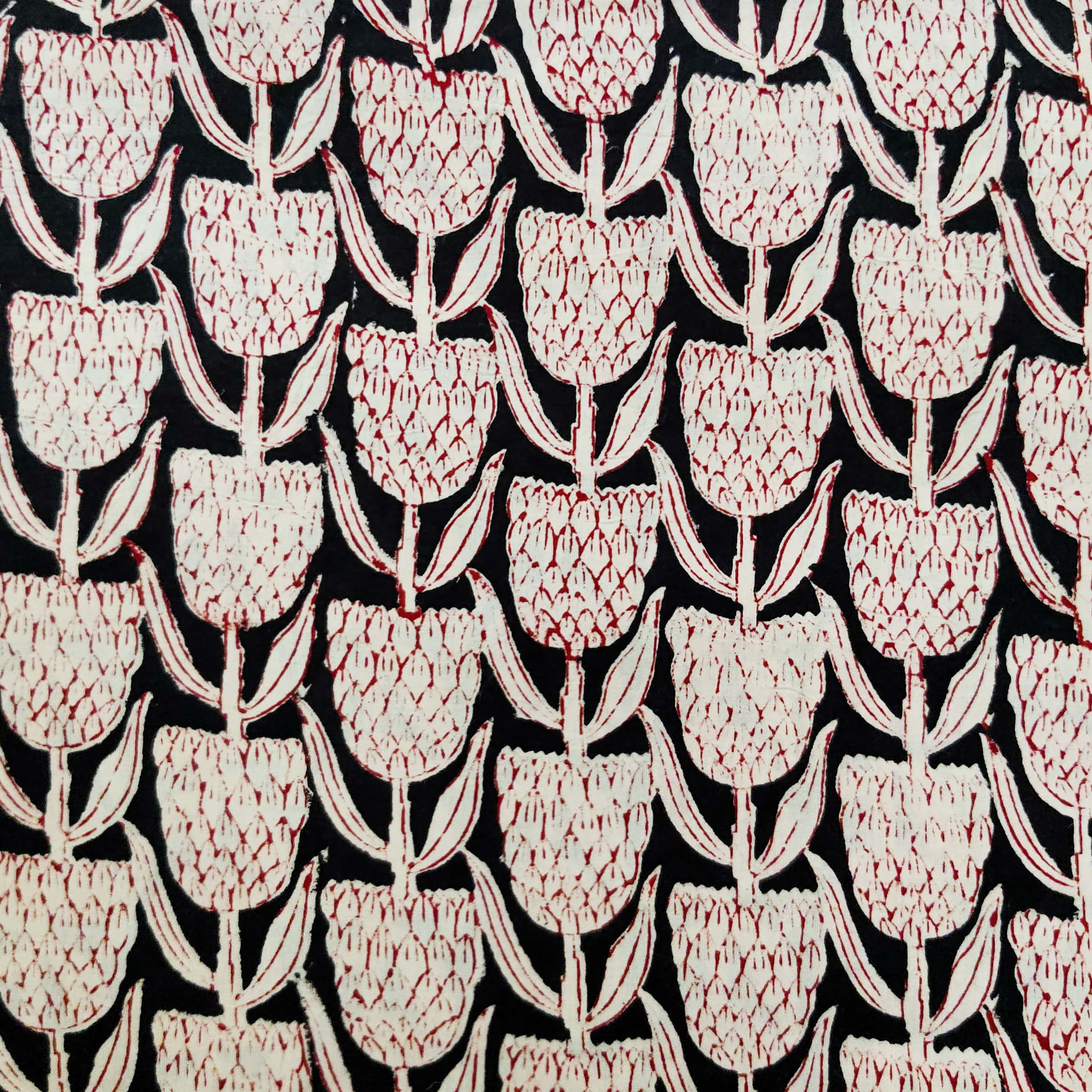 Pure Cotton Bagru Black With Cream Intricate Flower Motifs Hand Block ...